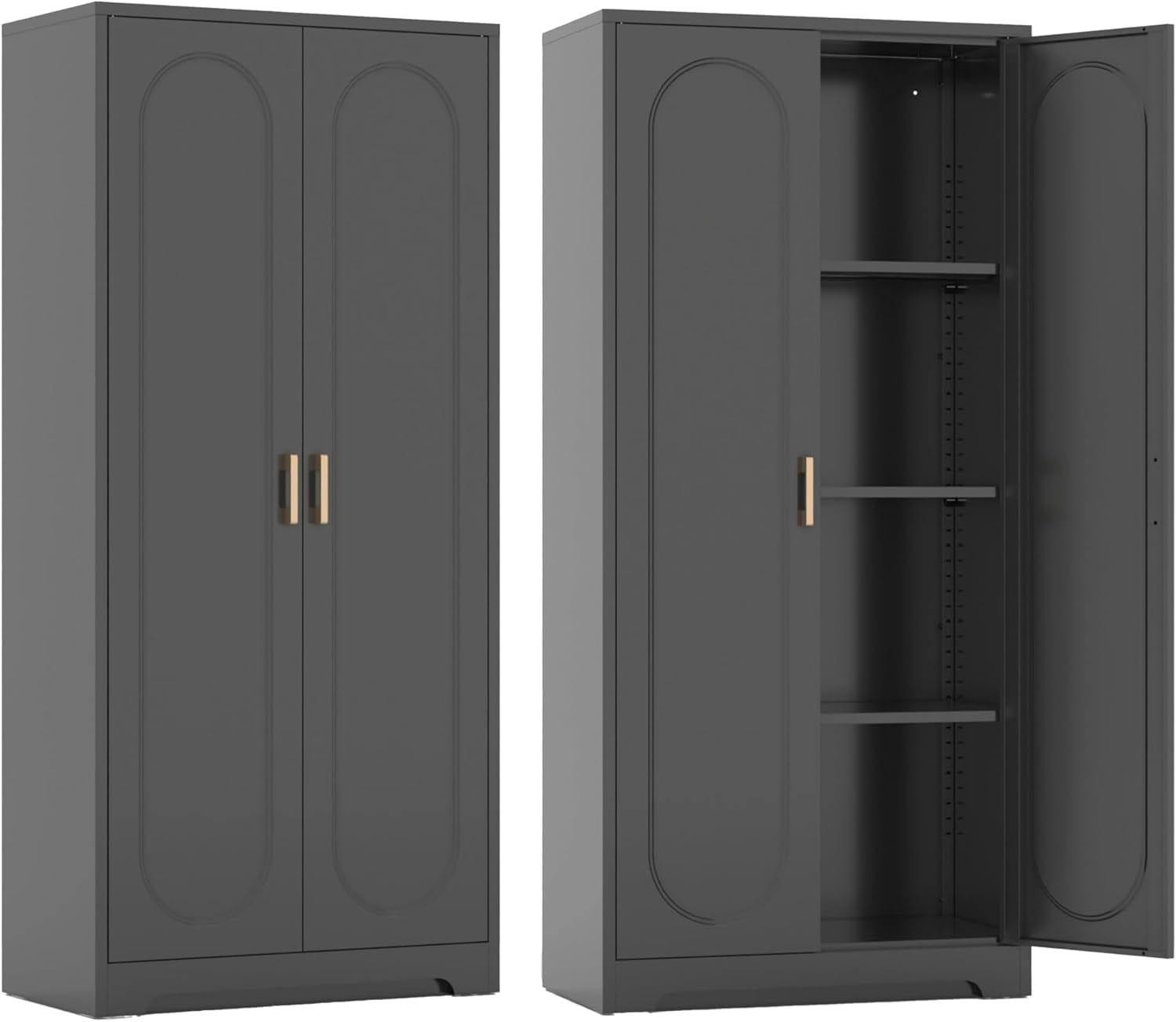 Metal Kitchen Storage Cabinets,60”Pantry Cabinet with Doors and 4 ...