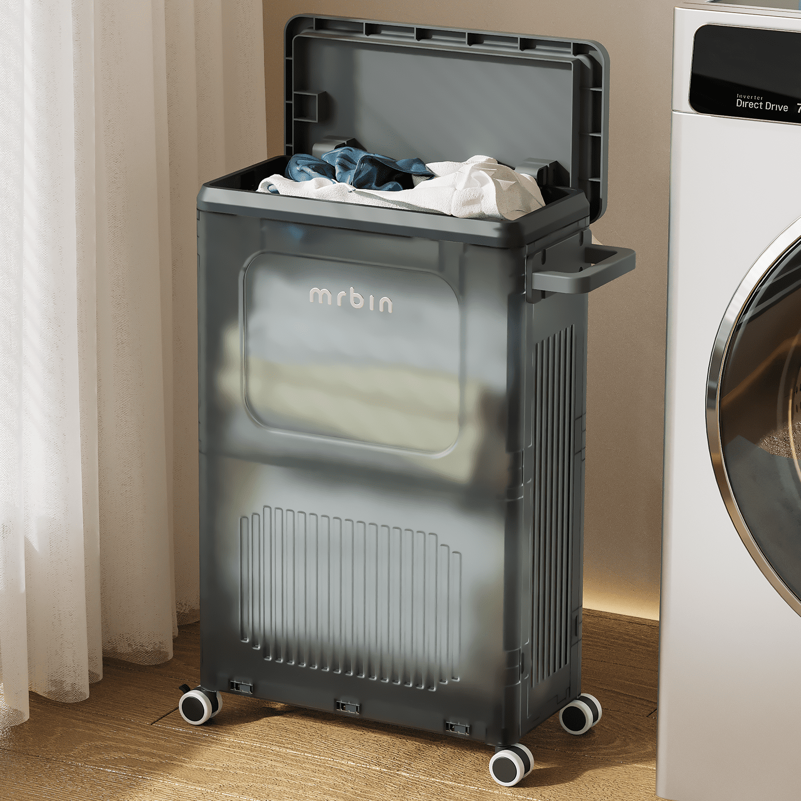 Slim Wheeled Laundry Hamper with Lid and Handles,40L / 10.5gal ...