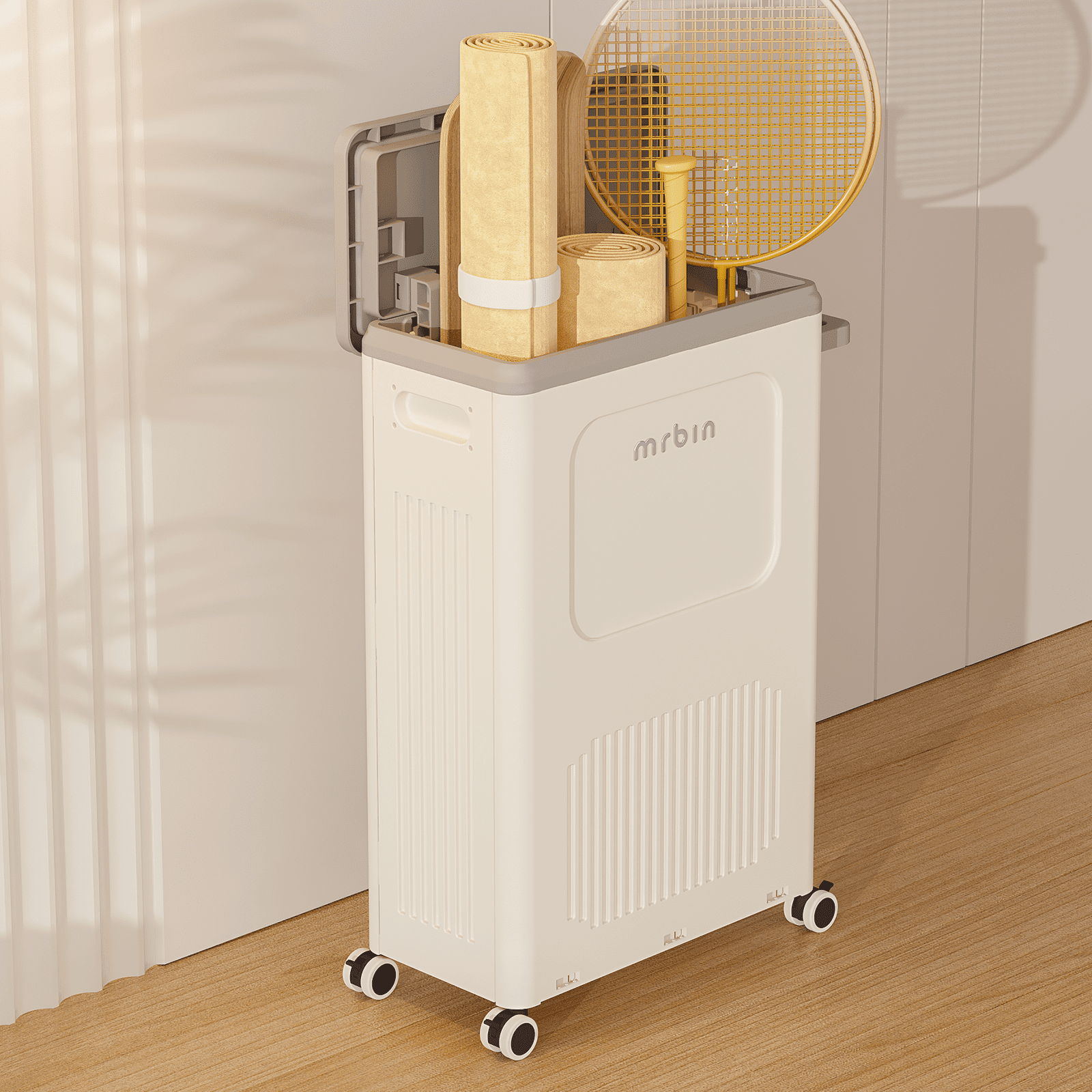 Slim Plastic Storage Bins with Lid, 40L / 11gal Closet Rectangle Basket ...