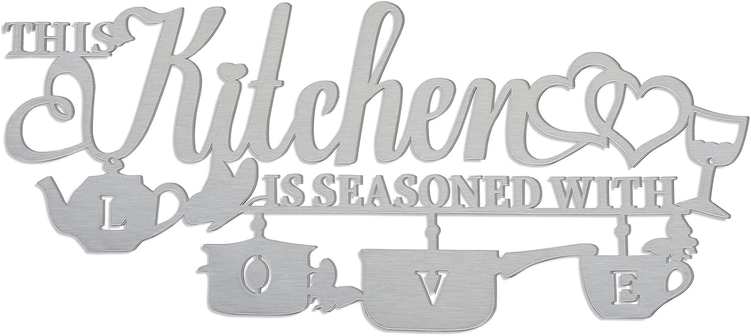Metal Kitchen Wall Decor, This Kitchen is Seasoned with Love Word Name ...
