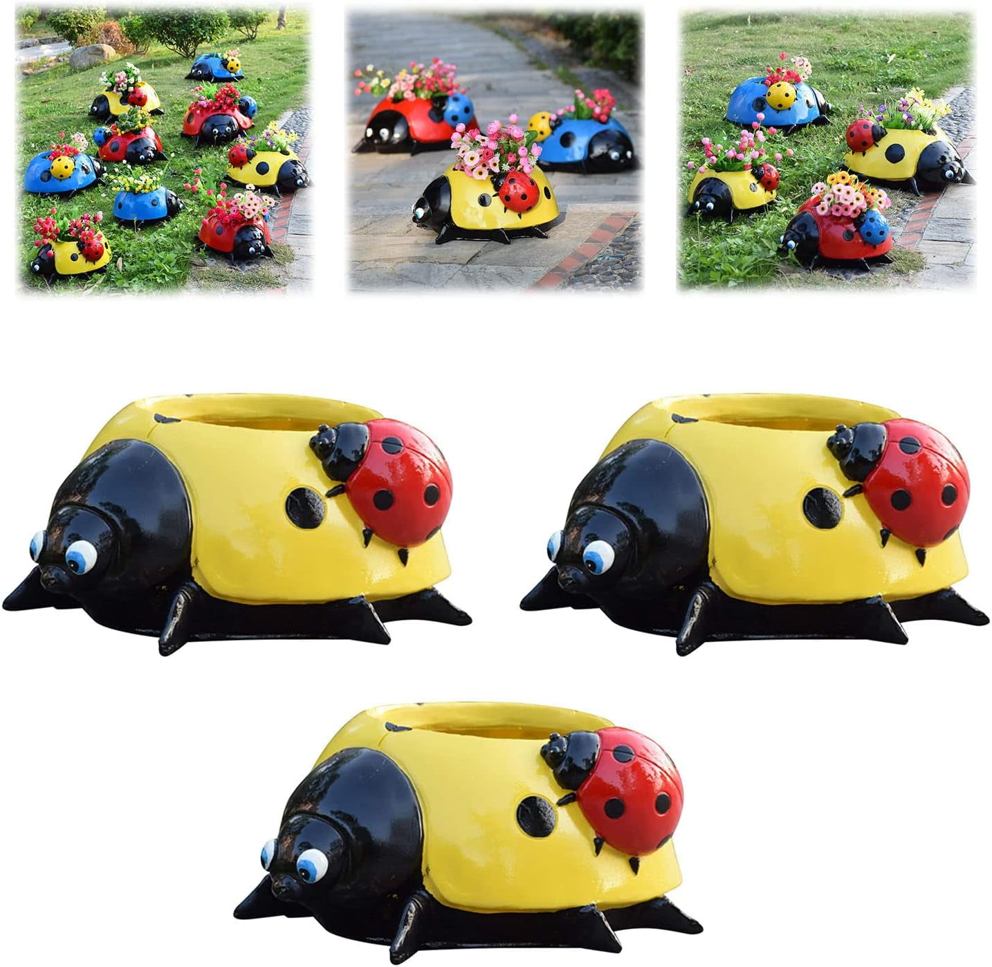 Metal Ladybug Flower Pot,Metal Ladybug Flower Pot Decor, Whimsical ...