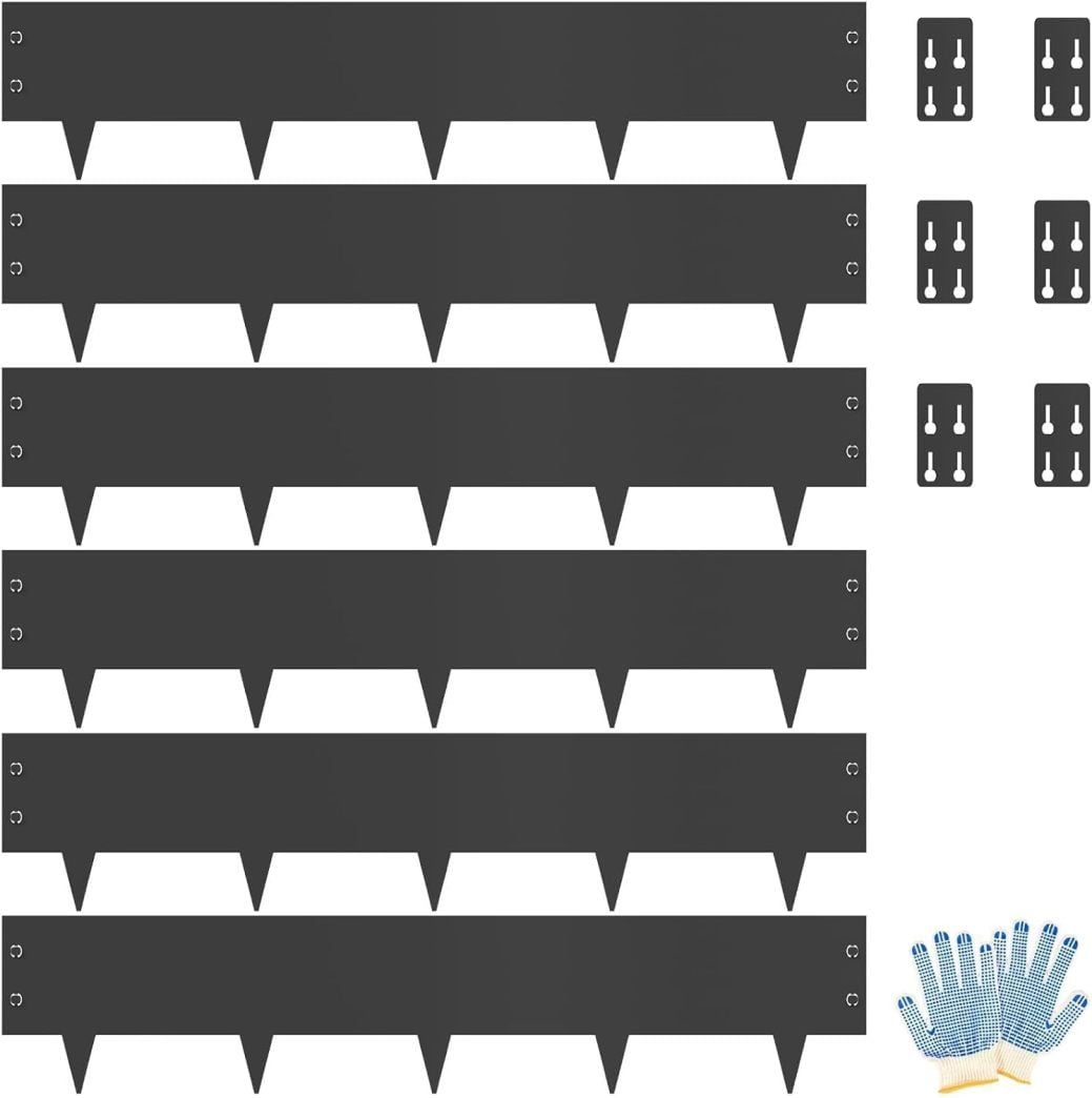Metal Landscape Edging 6" H X 40" L, 6 Pack Black Bendable Steel Garden ...