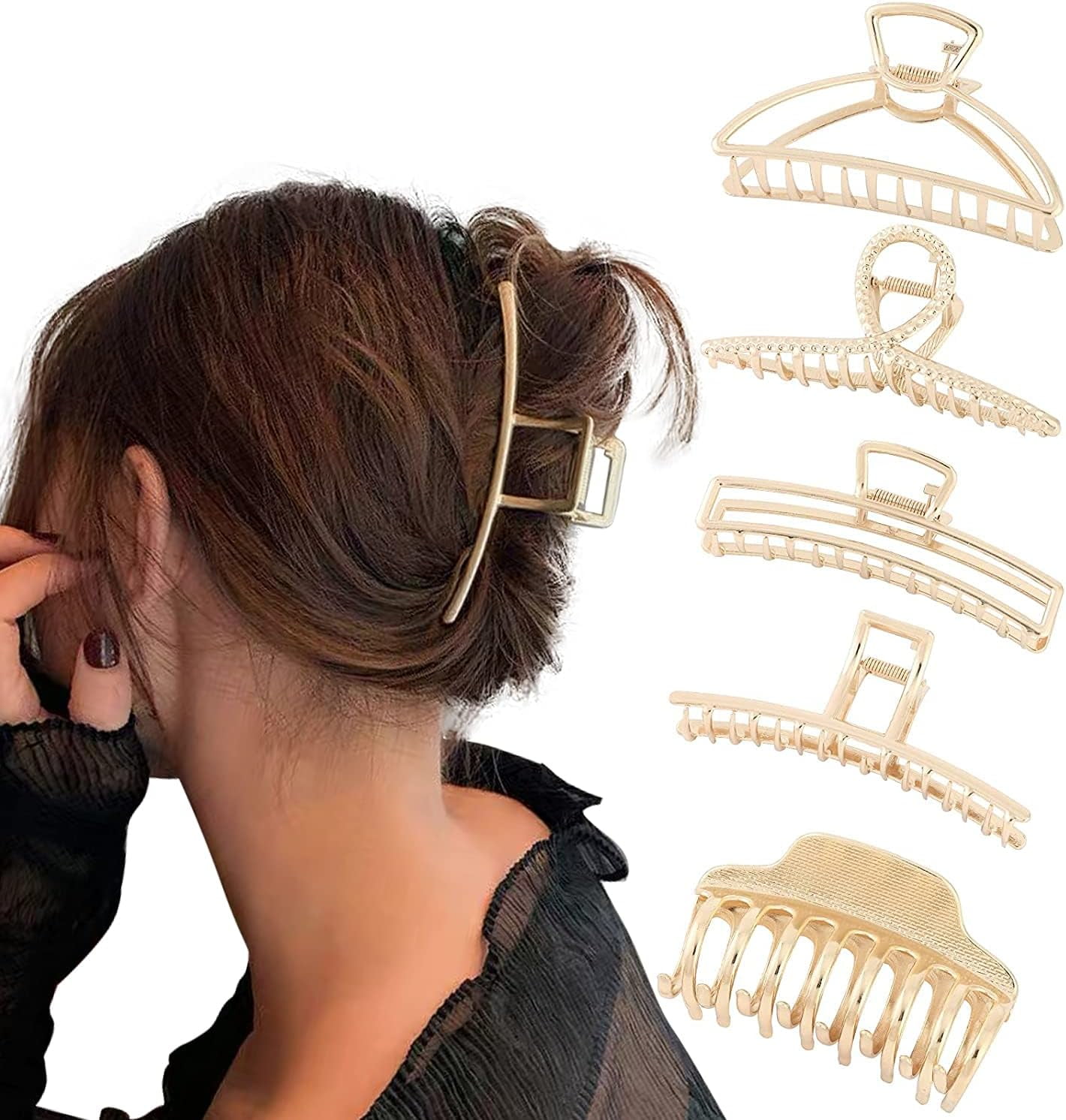 Metal Large Hair Claw Clips 5 PCS Non-Slip Hair Clips for Women Girls ...