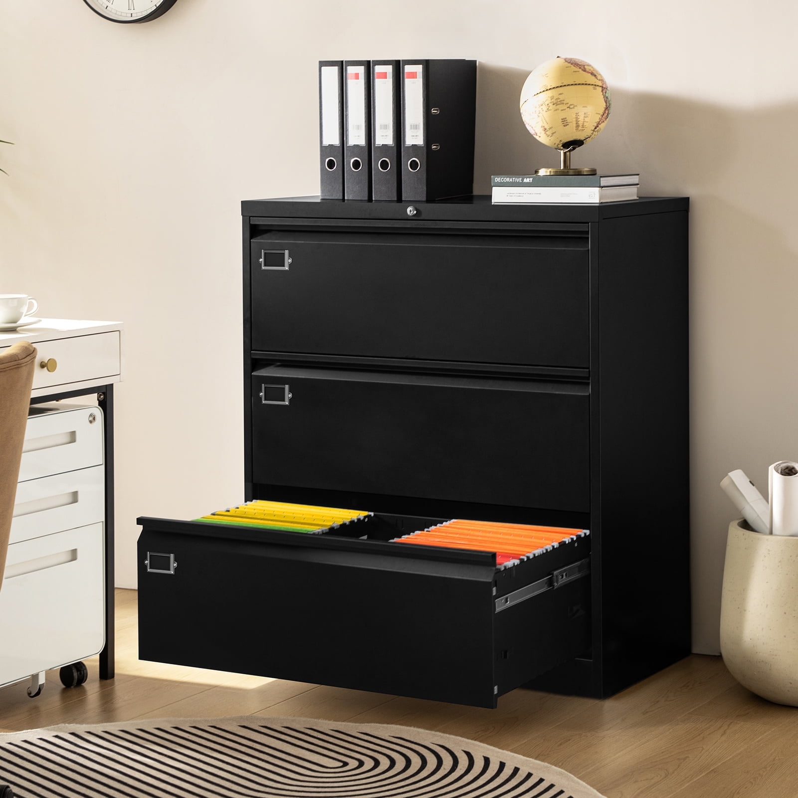 Lateral File Cabinet with 3 Drawers Letter Width Vertical and Lock for ...