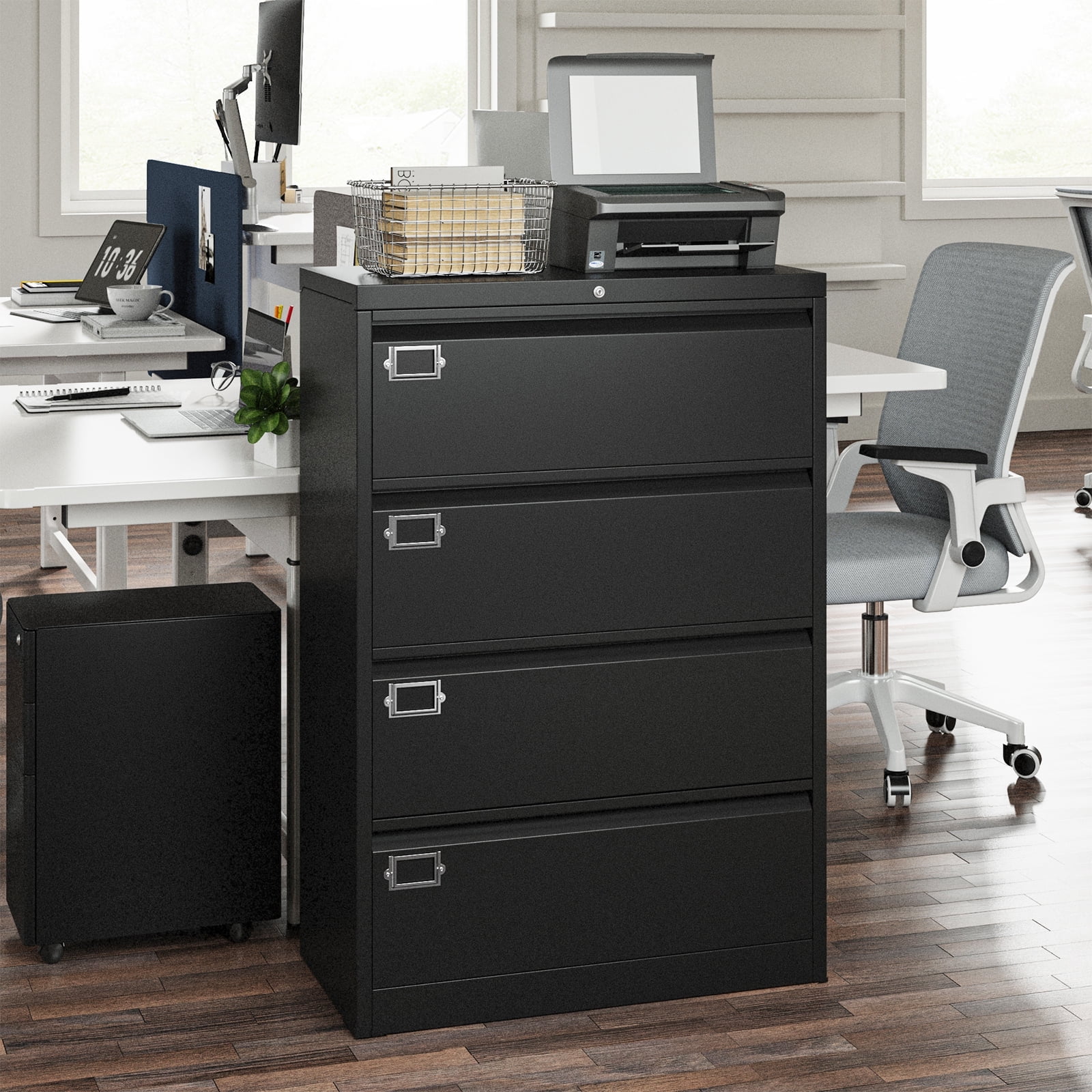 Lateral File Cabinet with 4 Drawers Letter Width Vertical and Lock for ...