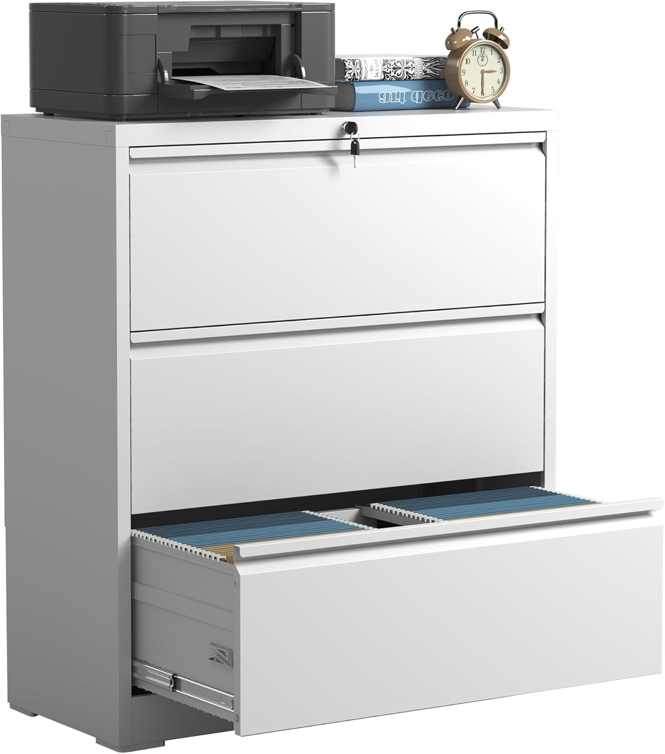 Metal Lateral Filing Cabinet for Home Office, Wide Steel Storage ...