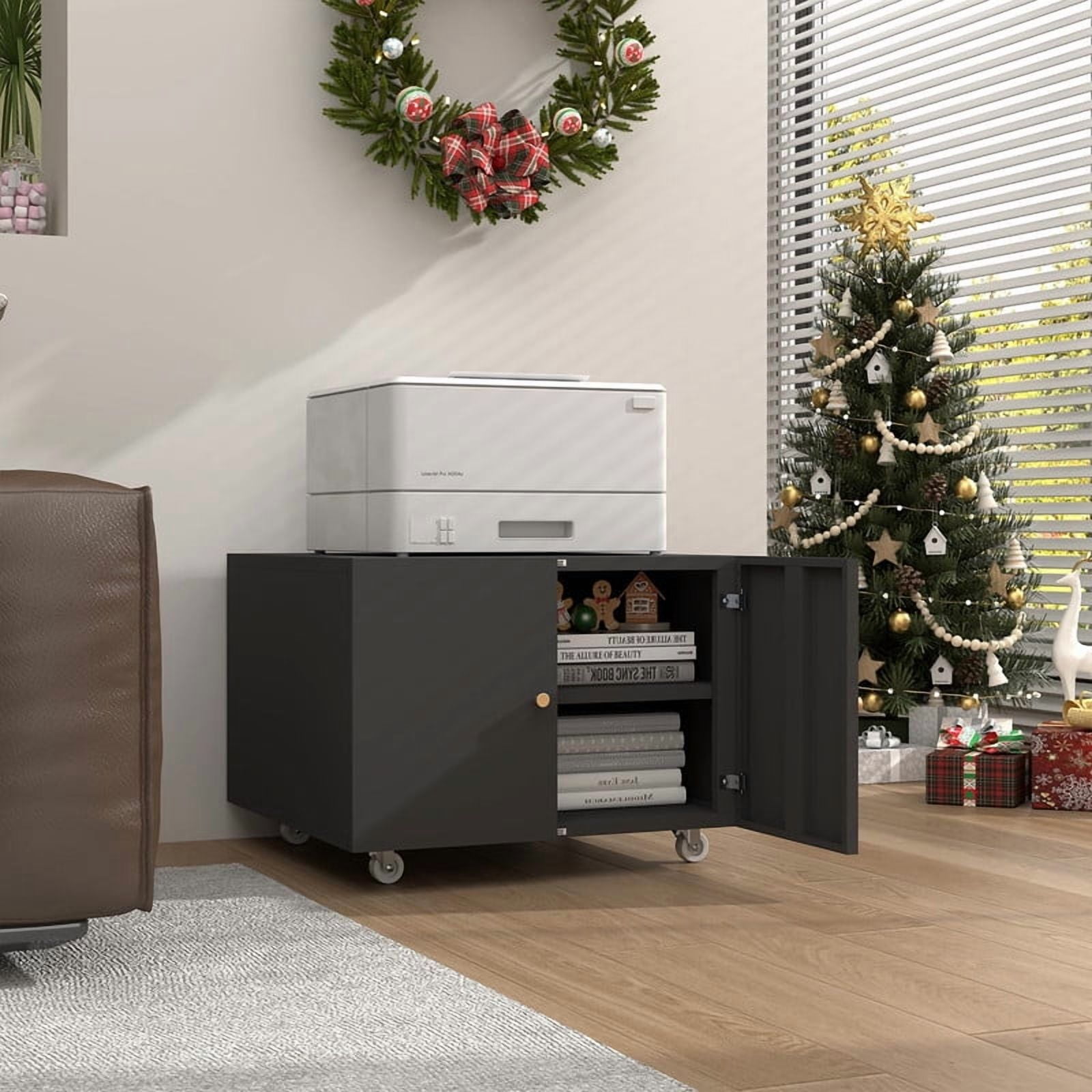 Metal Lateral Filing Cabinet, Printer Stand with Storage, Under Desk ...