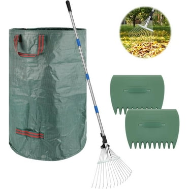 KAMIDA Adjustable Metal Rake for Leaves,Garden Dethatcher Yard Rake ...