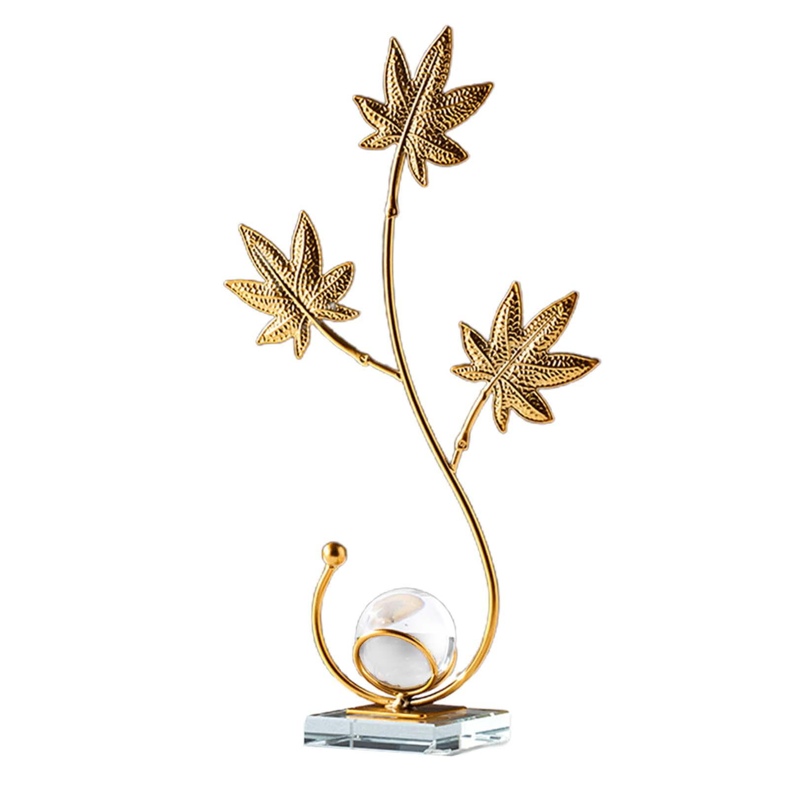 Metal Leaf Sculpture with Base Nordic Leaf Figurine Decorative Leaves ...