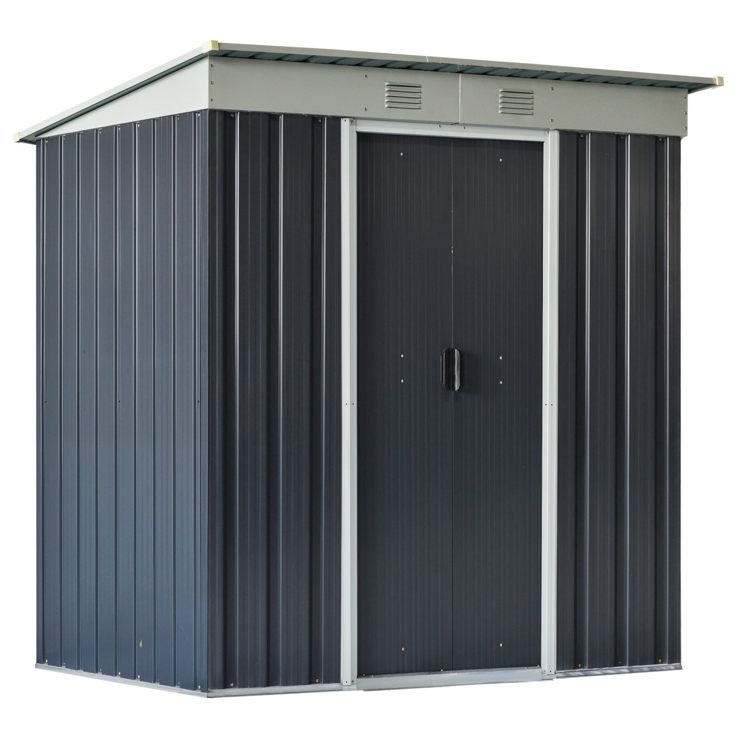 Metal Lean-to Shed Double Sliding Doors Outdoor Storage 2 Air Vents ...