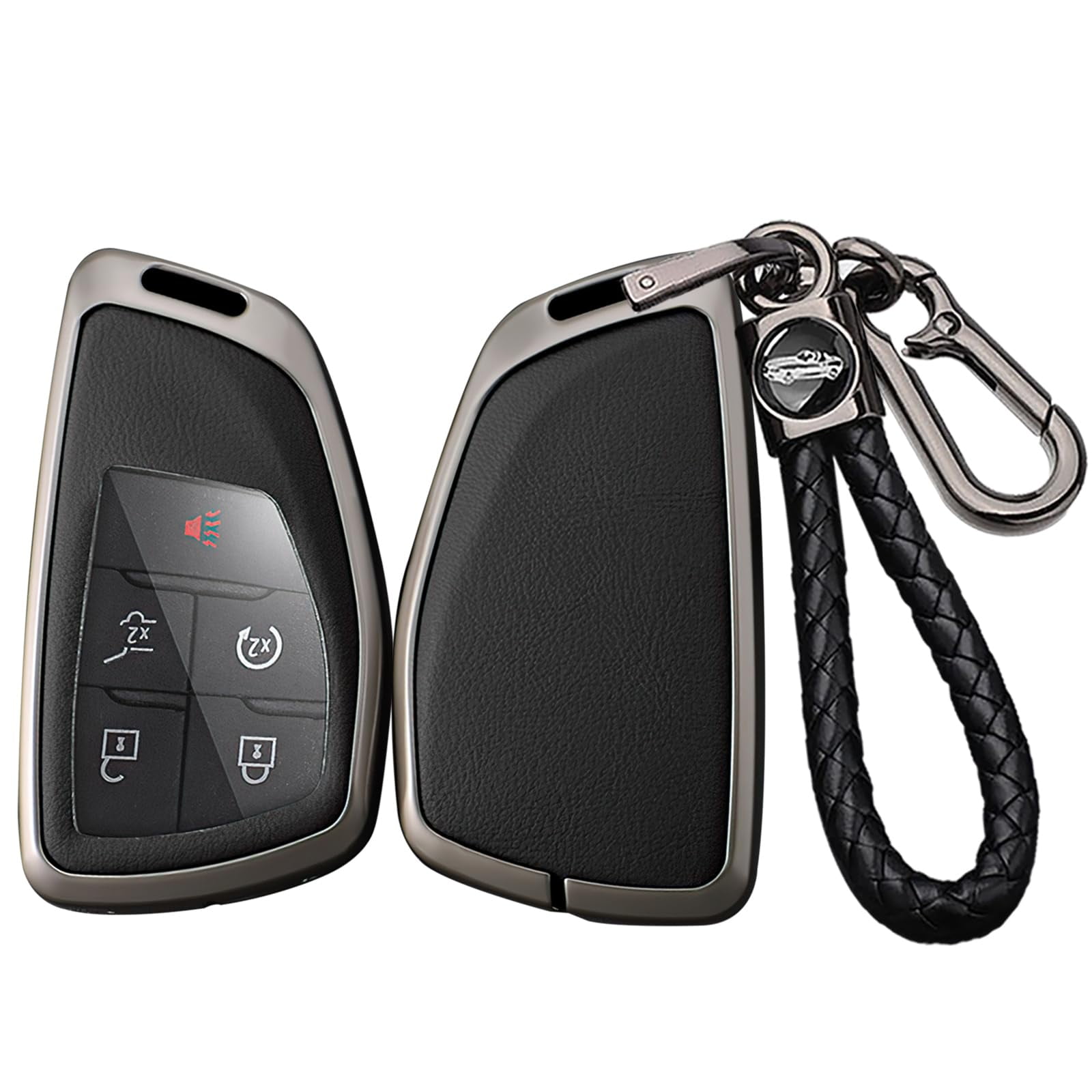 Metal&Leather 3/4/5/6 Button Key Fob Cover Compatible with Fit for ...