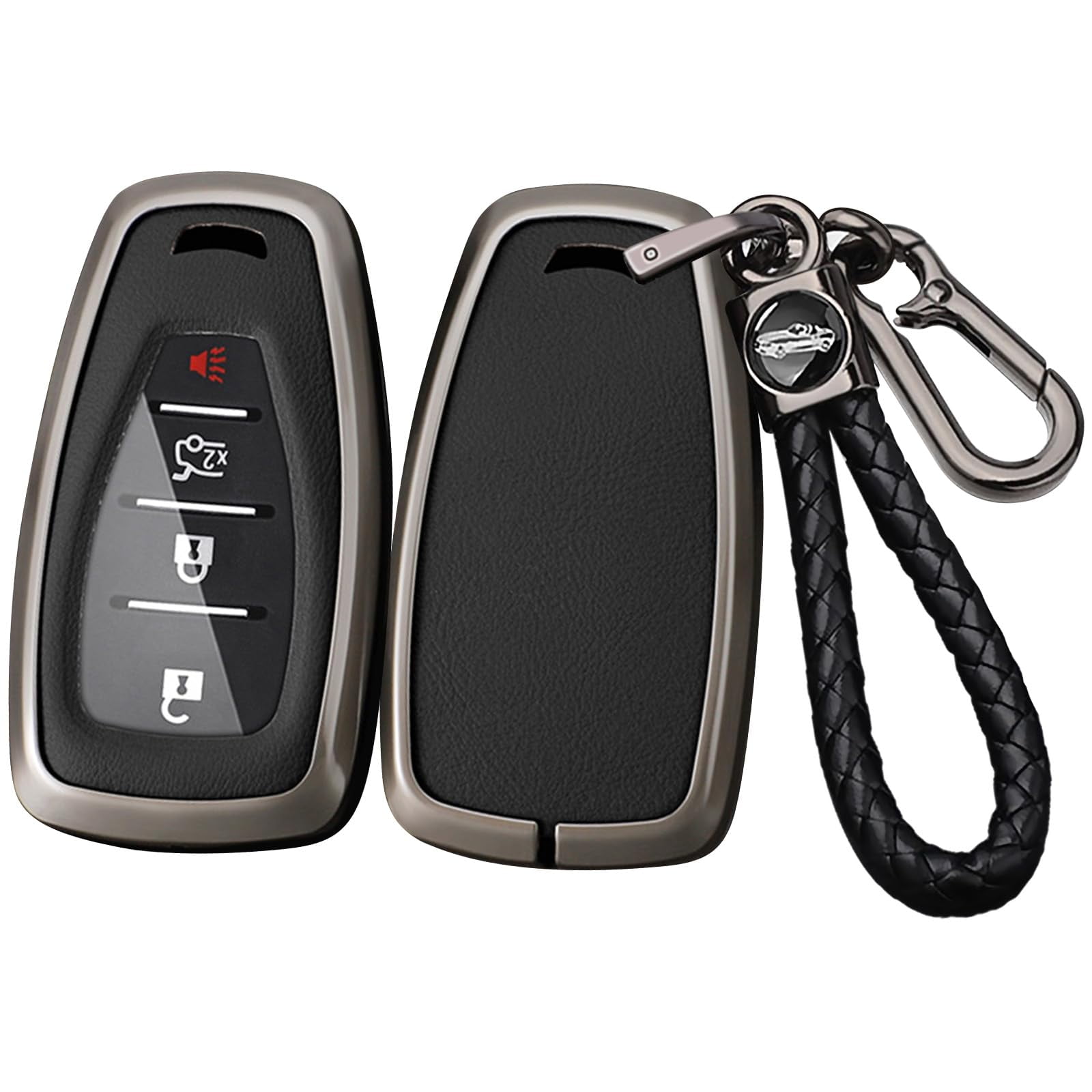 Metal & Leather 3/4/5 Button Key Fob Cover Compatible with Chevrolet ...