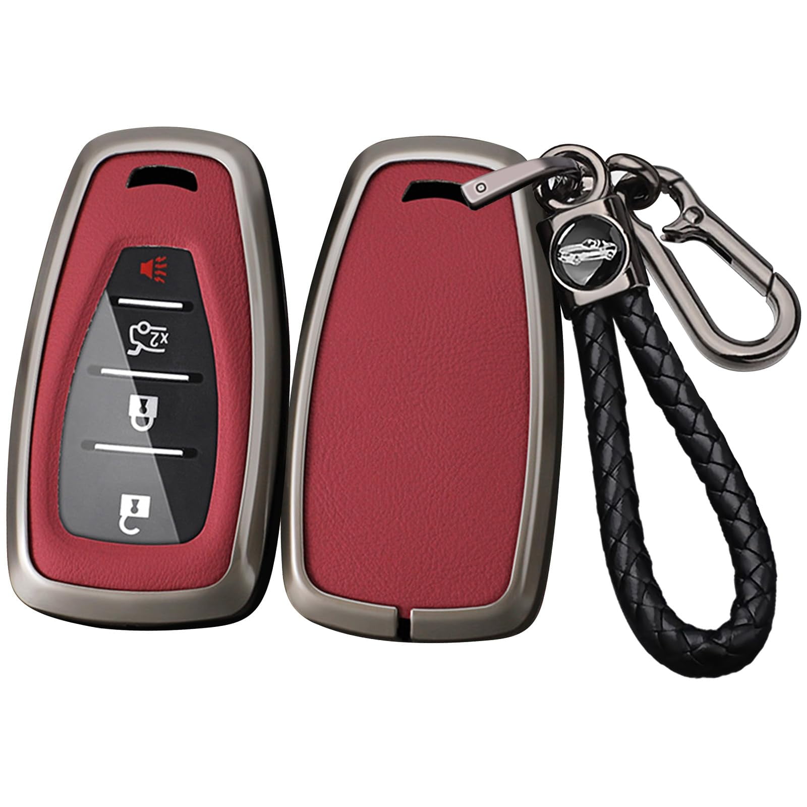 Metal & Leather 3/4/5 Button Key Fob Cover Compatible with Chevrolet ...