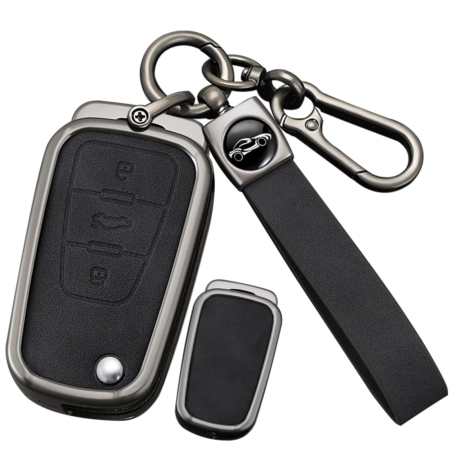 Metal Leather 3 Button Flip Key Fob Cover Fit for MG MG3 MG5 MG6 MG7 HS ...