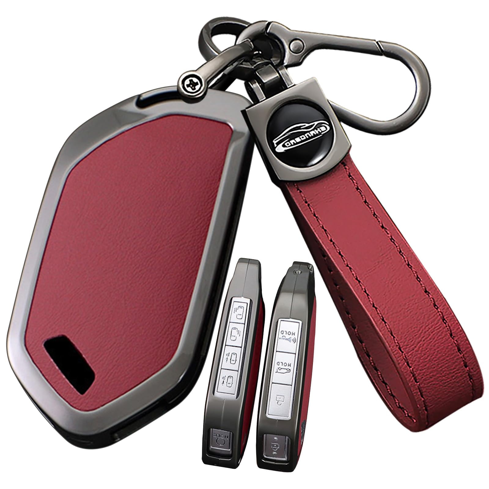 Metal & Leather 5/6/7/8 Button Smart Key Fob Cover Case Compatible with ...