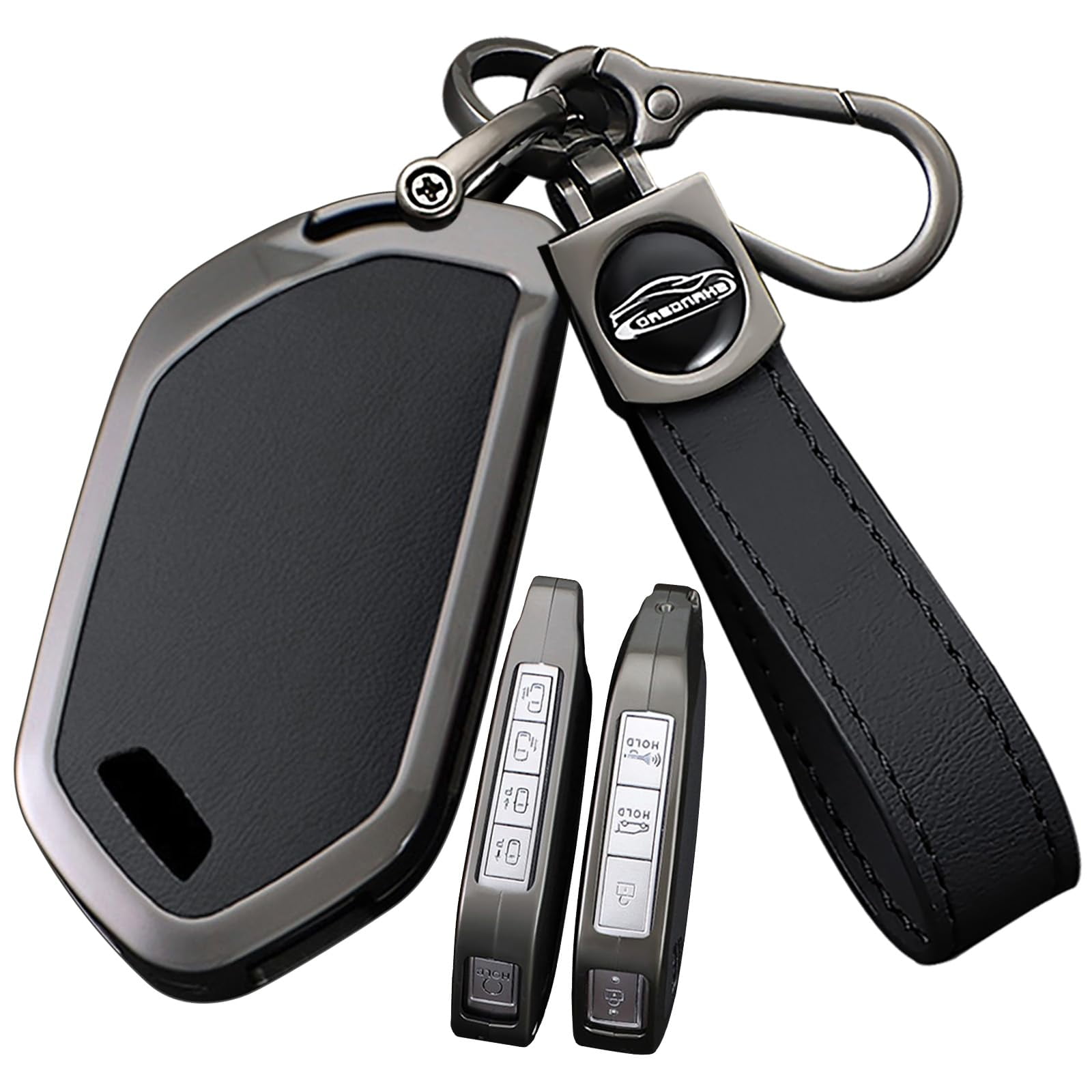 Metal & Leather 5/6/7/8 Button Smart Key Fob Cover Case Compatible with ...