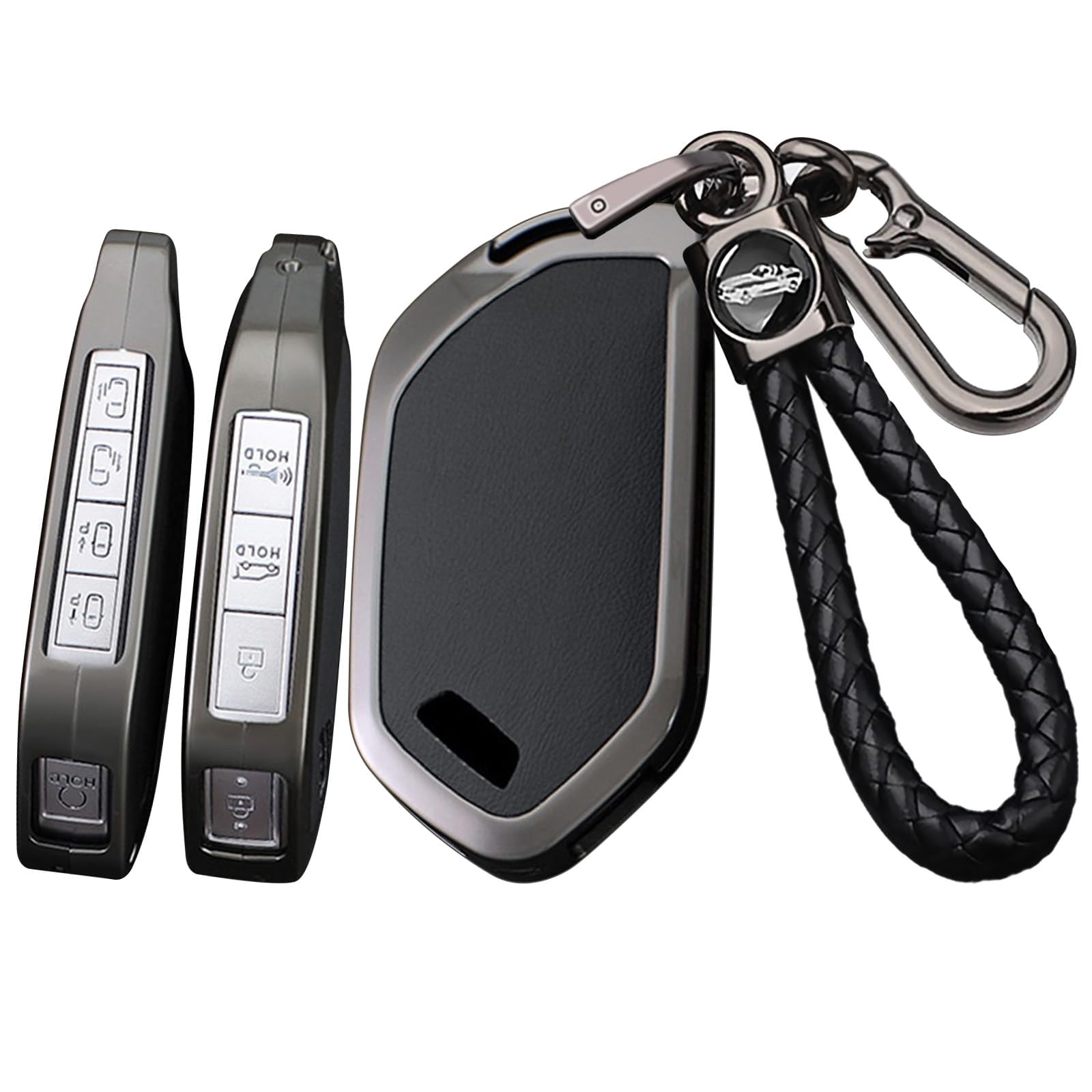 Metal & Leather 5/6/7/8 Button Smart Key Fob Cover Case Compatible with ...