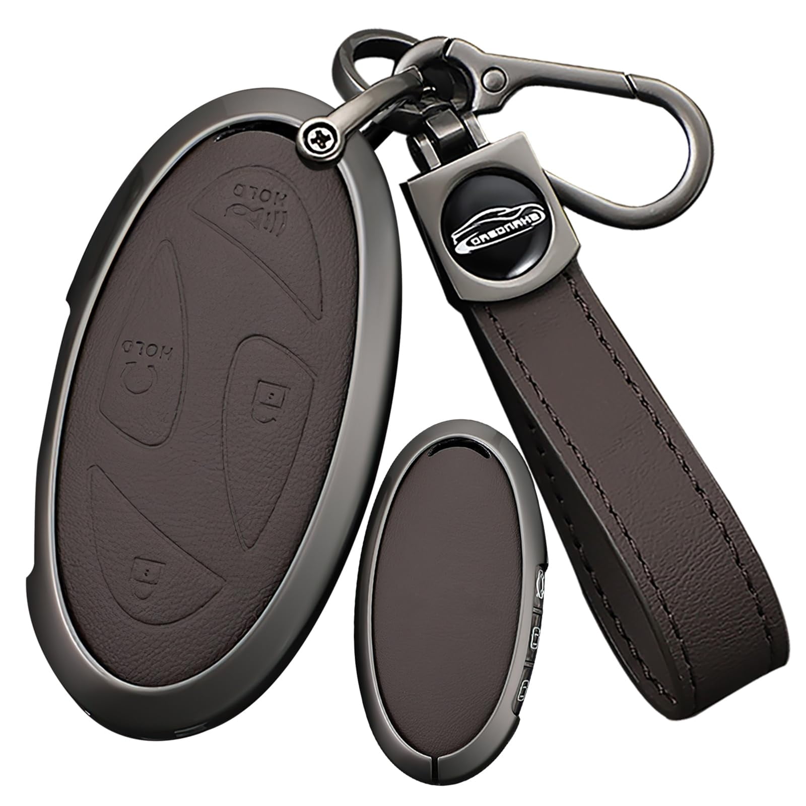 Metal & Leather 5/7 Button Smart Key Fob Cover Compatible with Hyundai ...