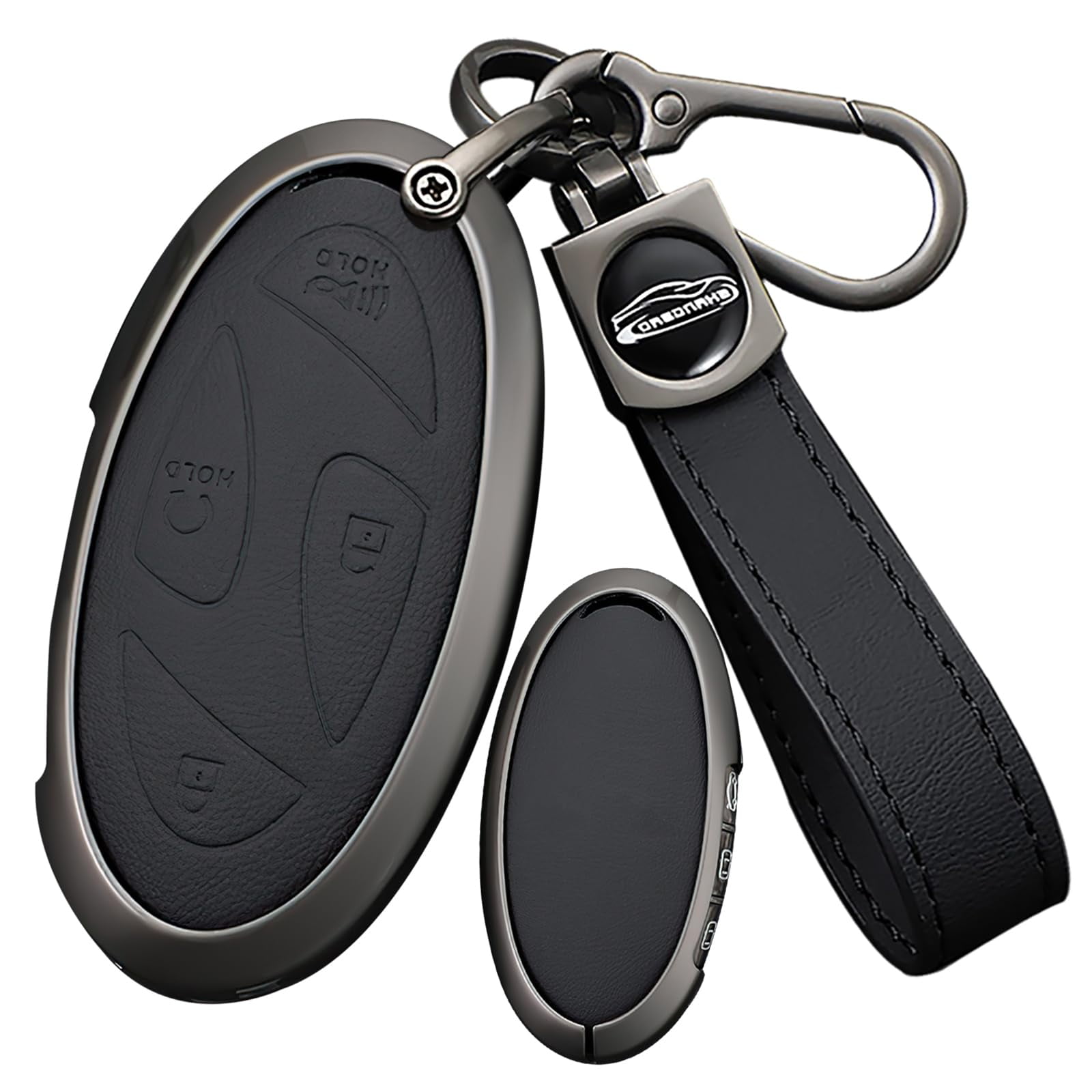 Metal & Leather 5/7 Button Smart Key Fob Cover Compatible with Hyundai ...
