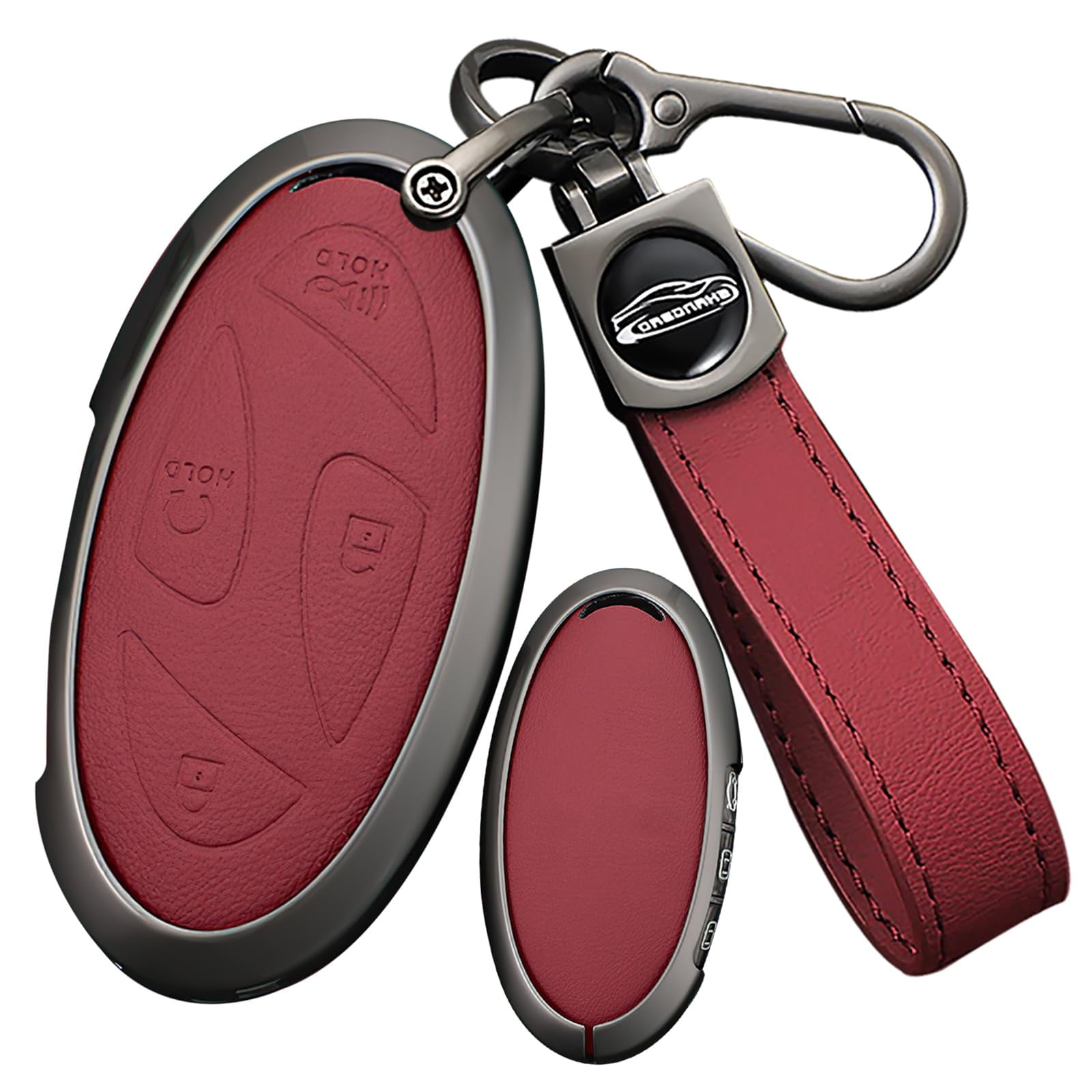 Metal & Leather 5/7 Button Smart Key Fob Cover Compatible with Hyundai ...
