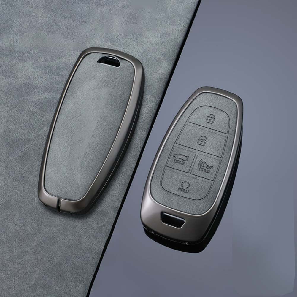 Metal Leather Car Key Fob Case Cover For Hyundai Tucson Santa Fe Cruz ...