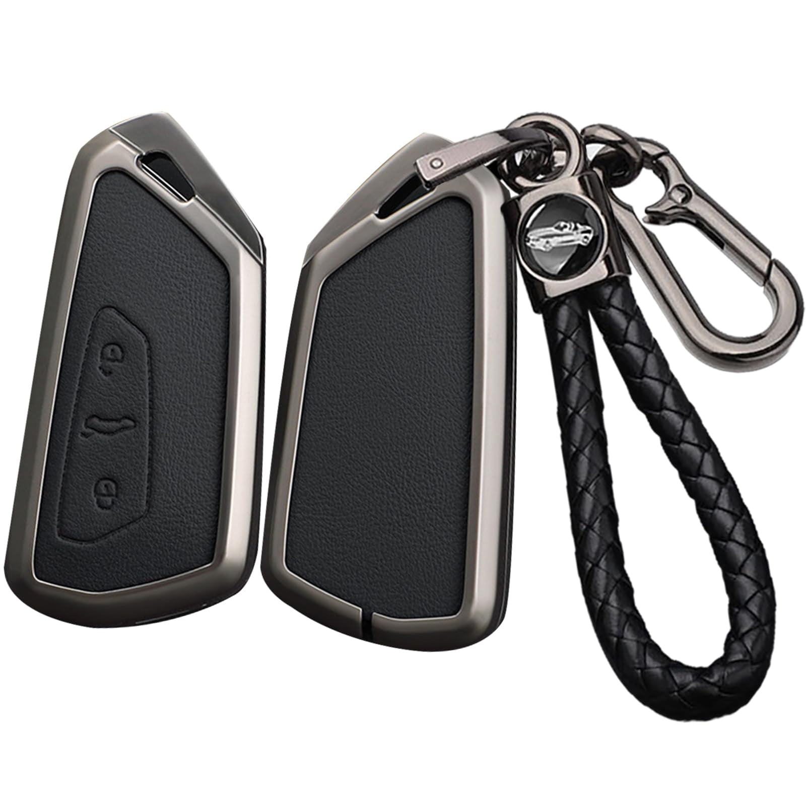 Metal & Leather Fit for VW Key Fob Cover Case Compatible with VW ID.4 ...