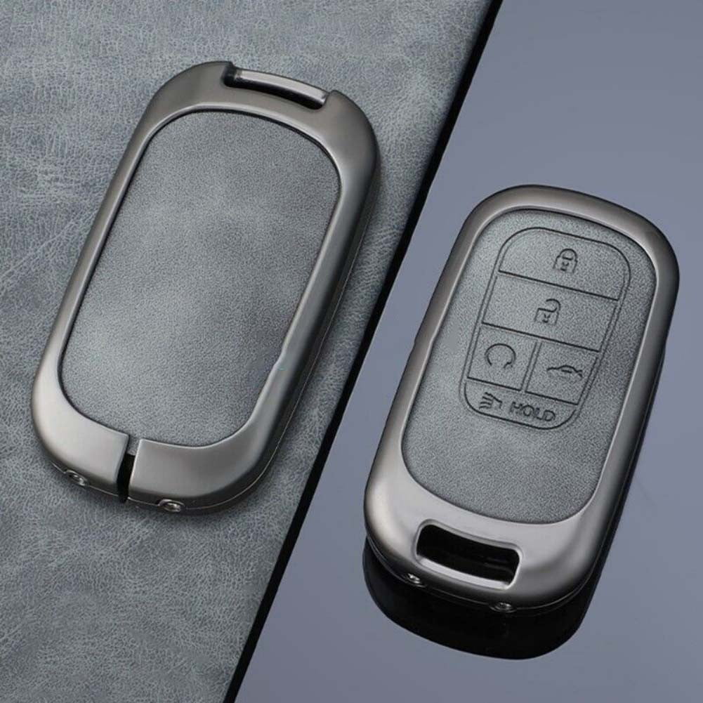 Metal Leather Key Fob Case Cover for Honda Civic Vehicle Models ...