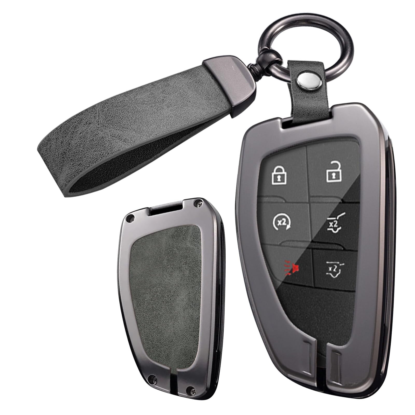 Metal and Leather Key Fob Case Fit for GMC Hummer EV Yukon Canyon ...