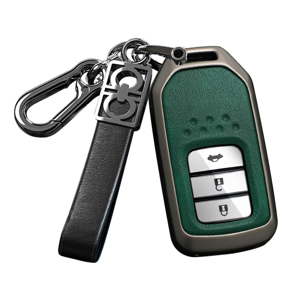 Metal and Leather Key Fob Housing Car Key Holder Fit for Honda Civic ...