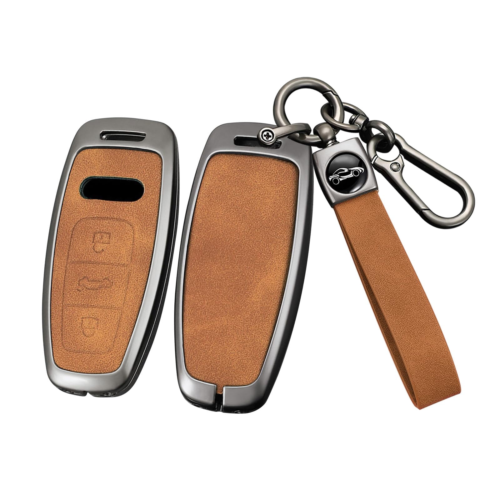 Metal Leather Smart Key Fob Cover Fit for Audi Q8 2020 E-Tron A3 A6 A6L ...