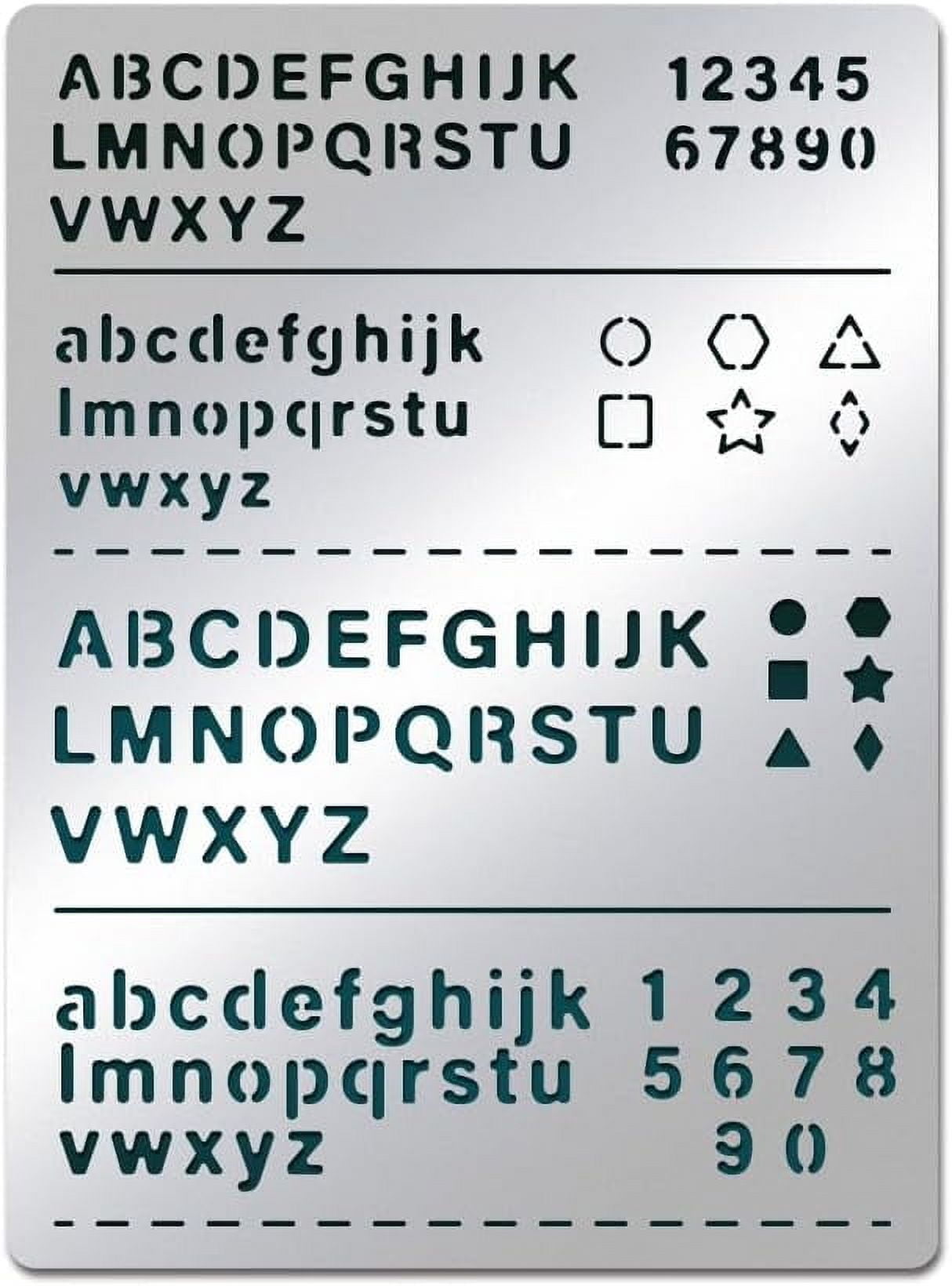 Metal Letter Stencils Upper and Lower Case Letters Pentagrams Triangles ...