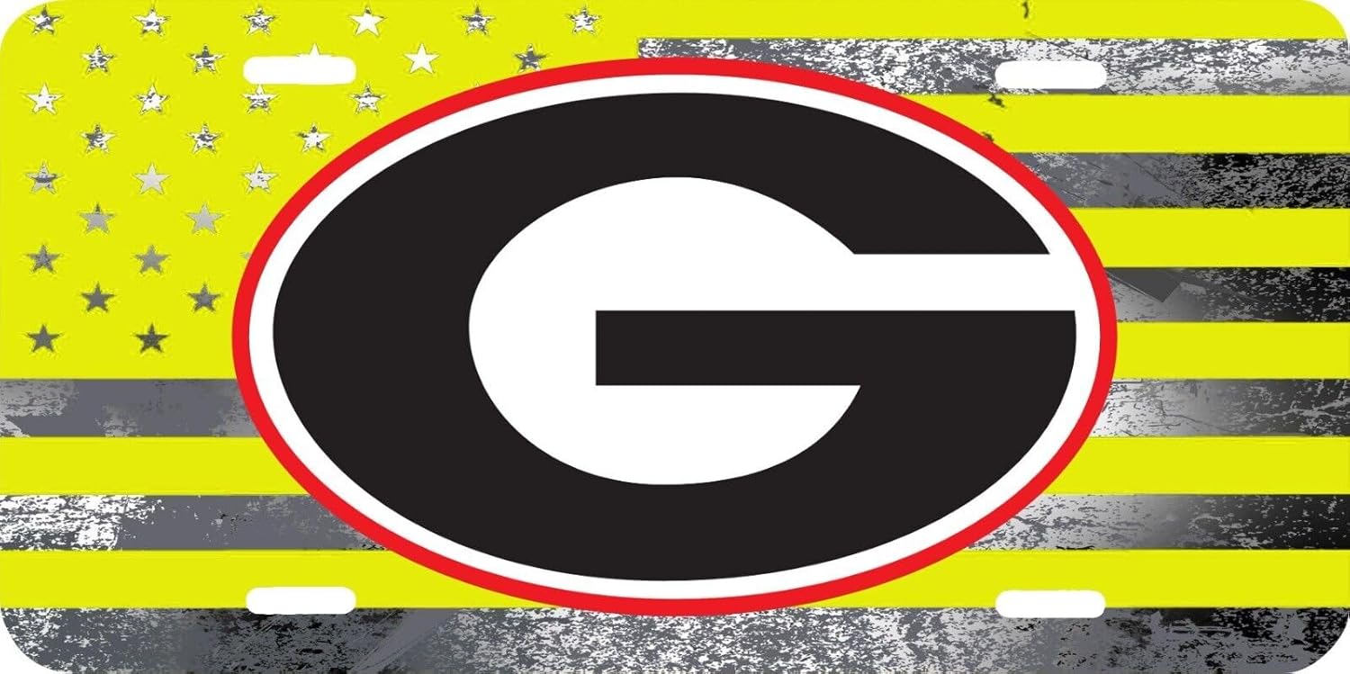 Metal License Plates For American Flag Yellow Gray Georgia For Bulldogs ...