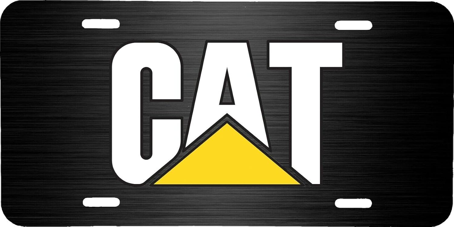 Metal License Plates For Cat For Caterpillar Black Brushed Aluminum ...