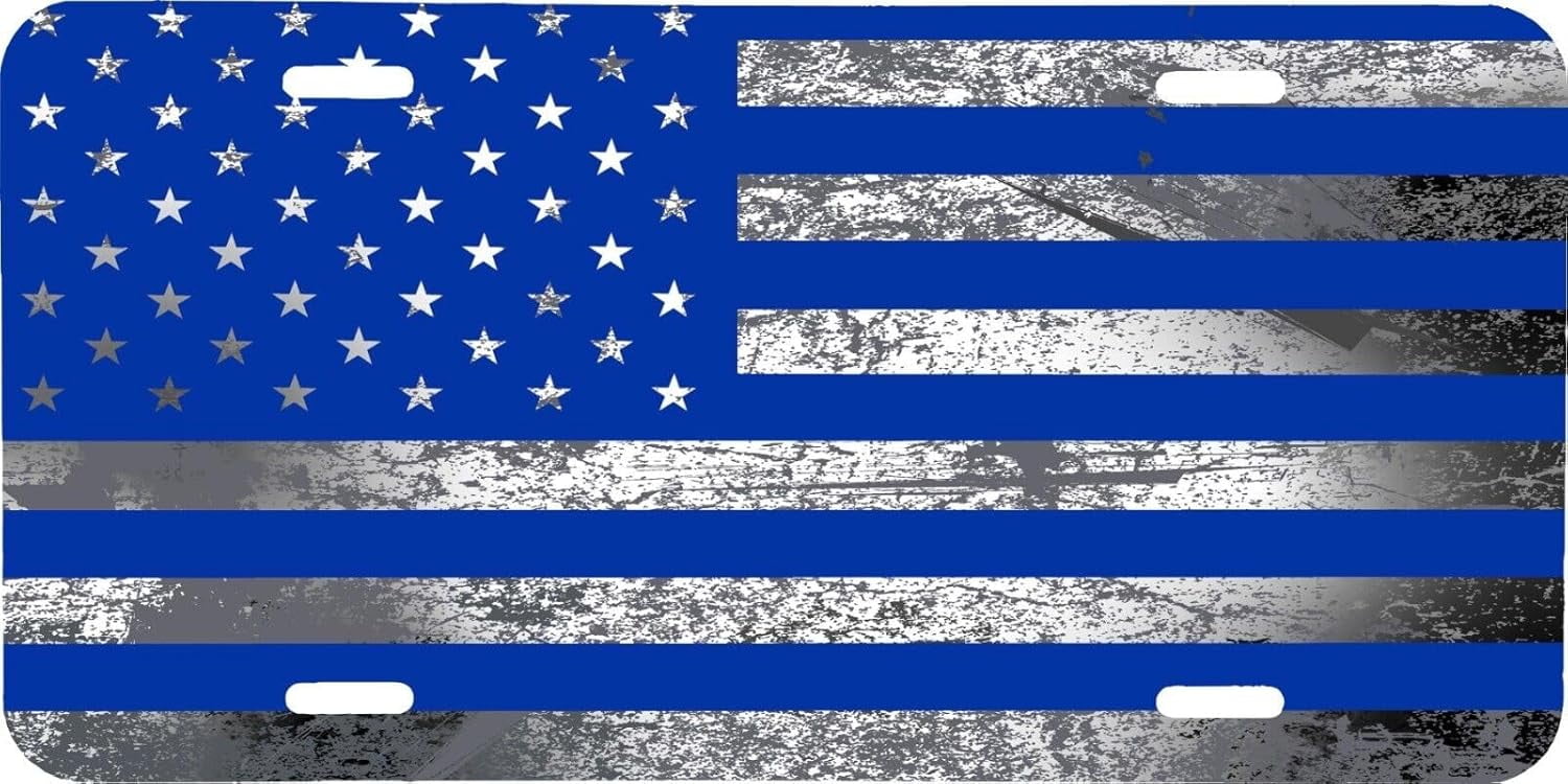 Metal License Plates For American Flag In Blue And Gray License Plate ...
