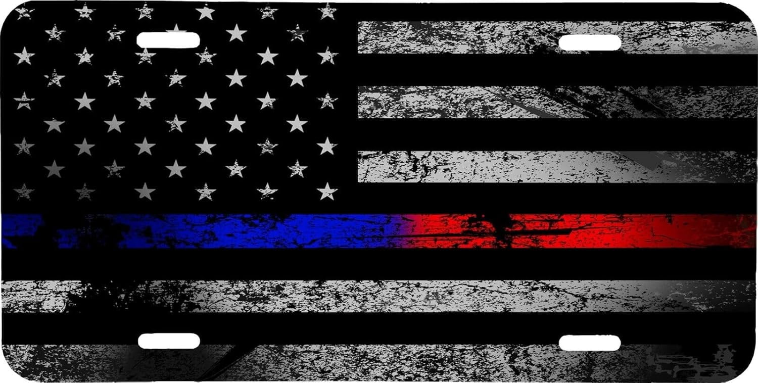 Metal License Plates For American Flag Thin Red Blue Line License Plate ...