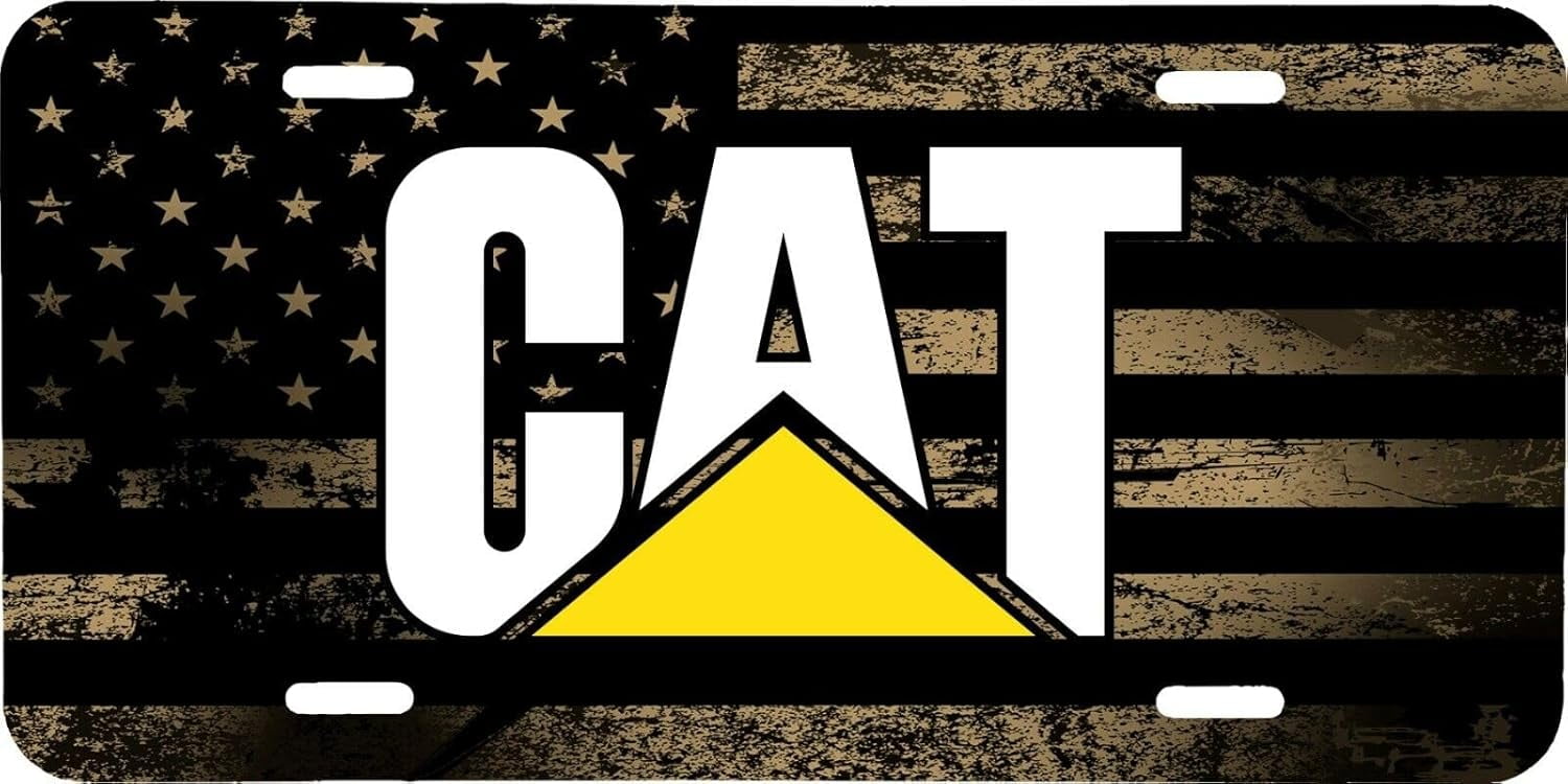 Metal License Plates For Cat For Caterpillar For Tan American Flag ...