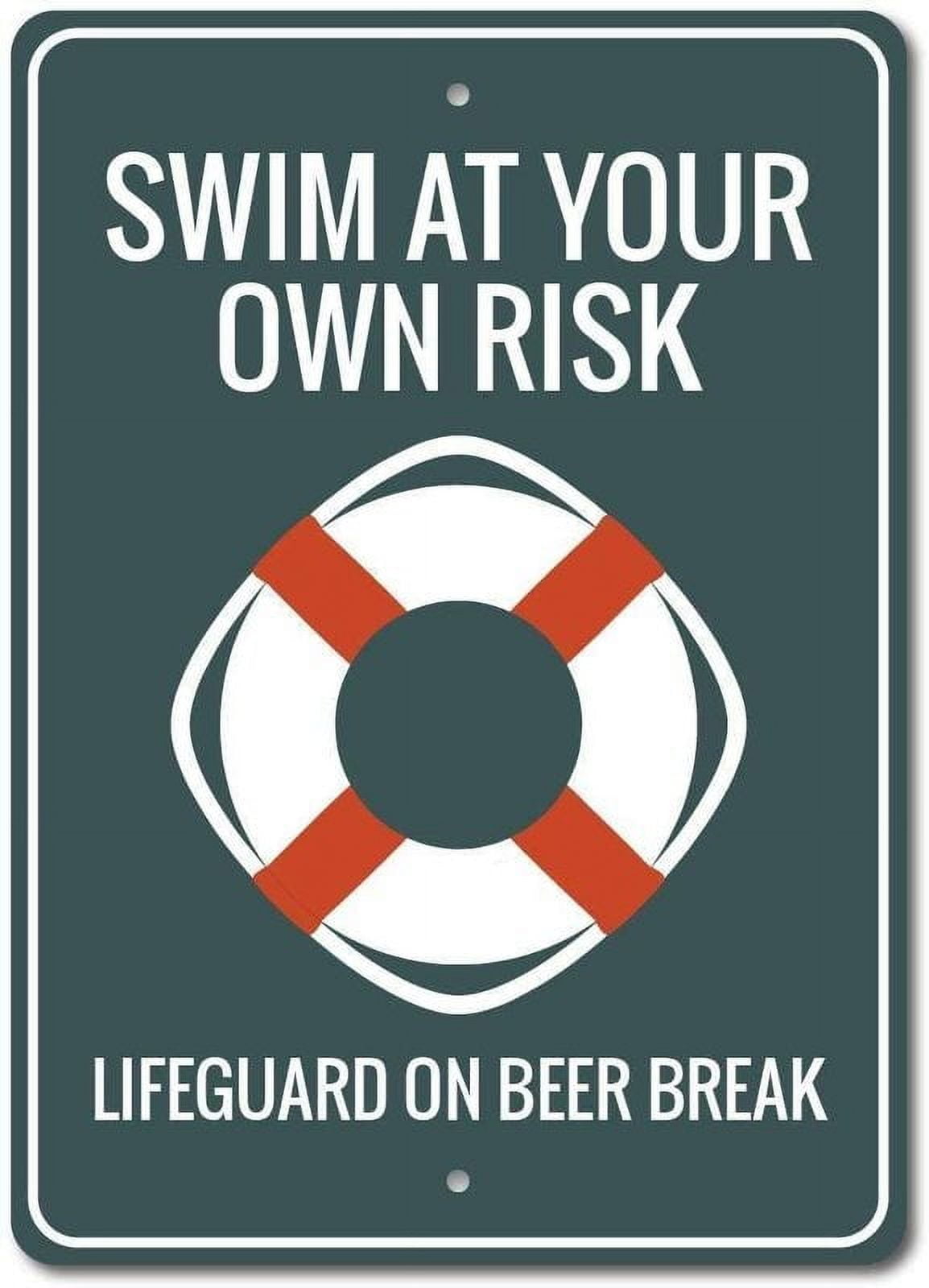 Metal Life Preserver Sign Swim at Risk Sign Lifeguard Lifeguard Sign ...