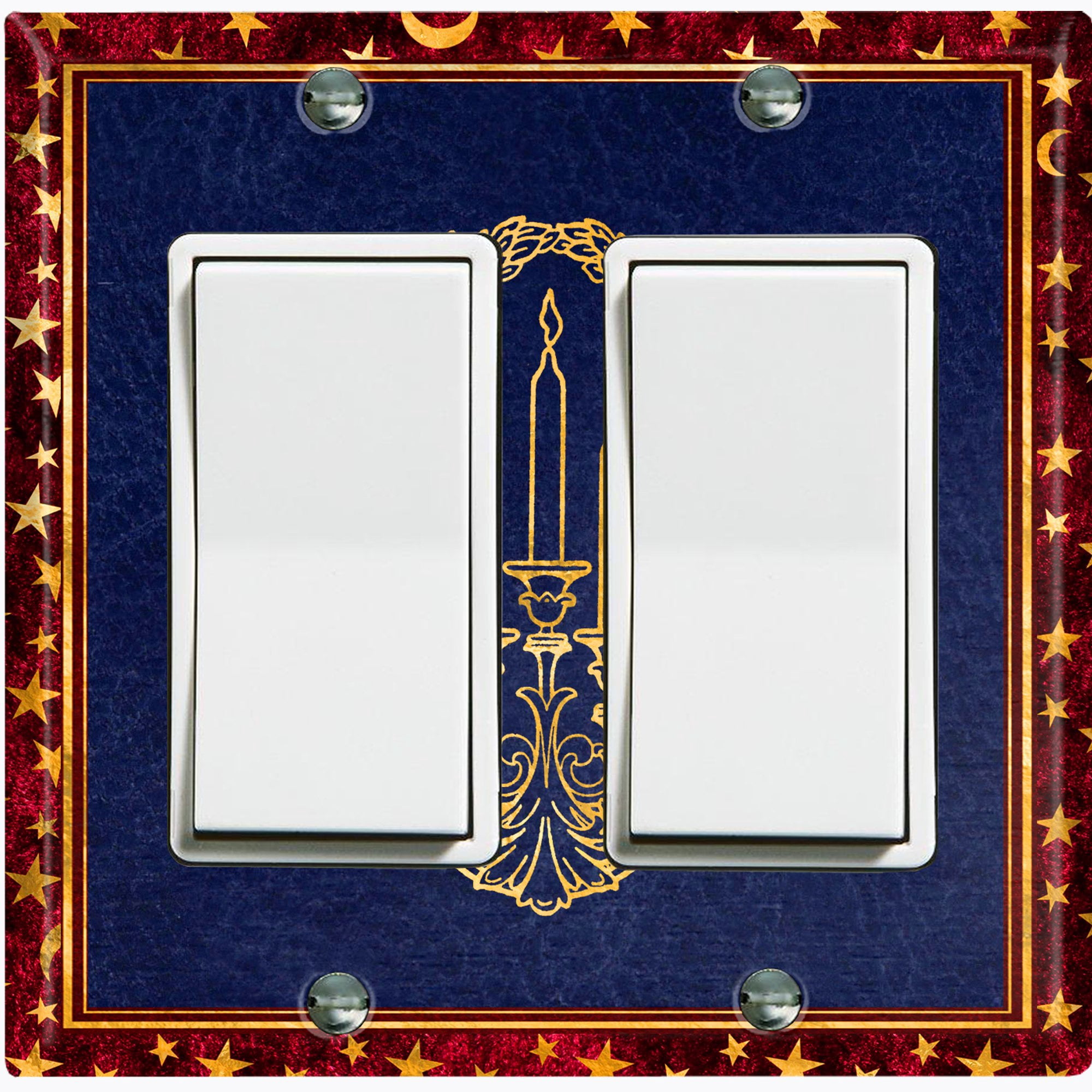 Metal Light Switch Plate Cover Elegant Gold Candle Frame Starry Moon ...
