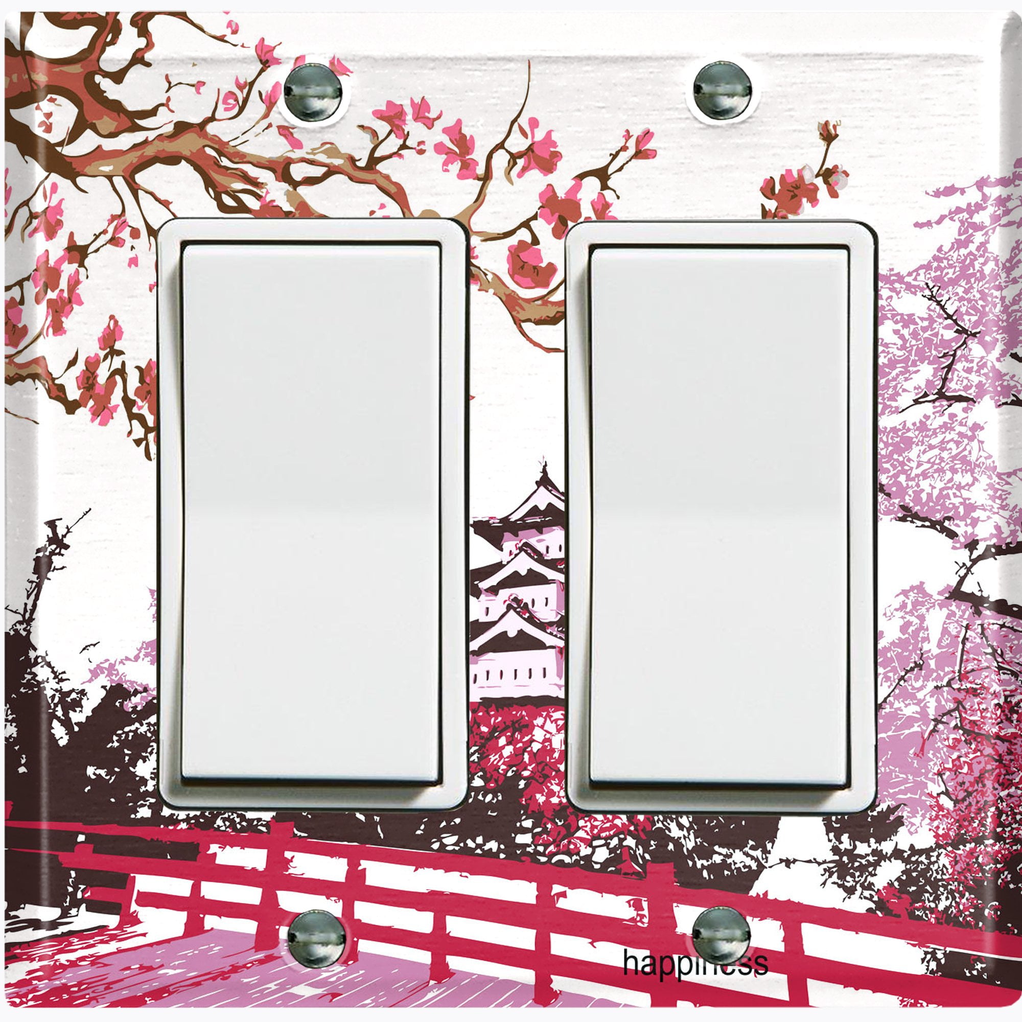 Metal Light Switch Plate Cover Japanese Pink Sakura Flower House Red ...