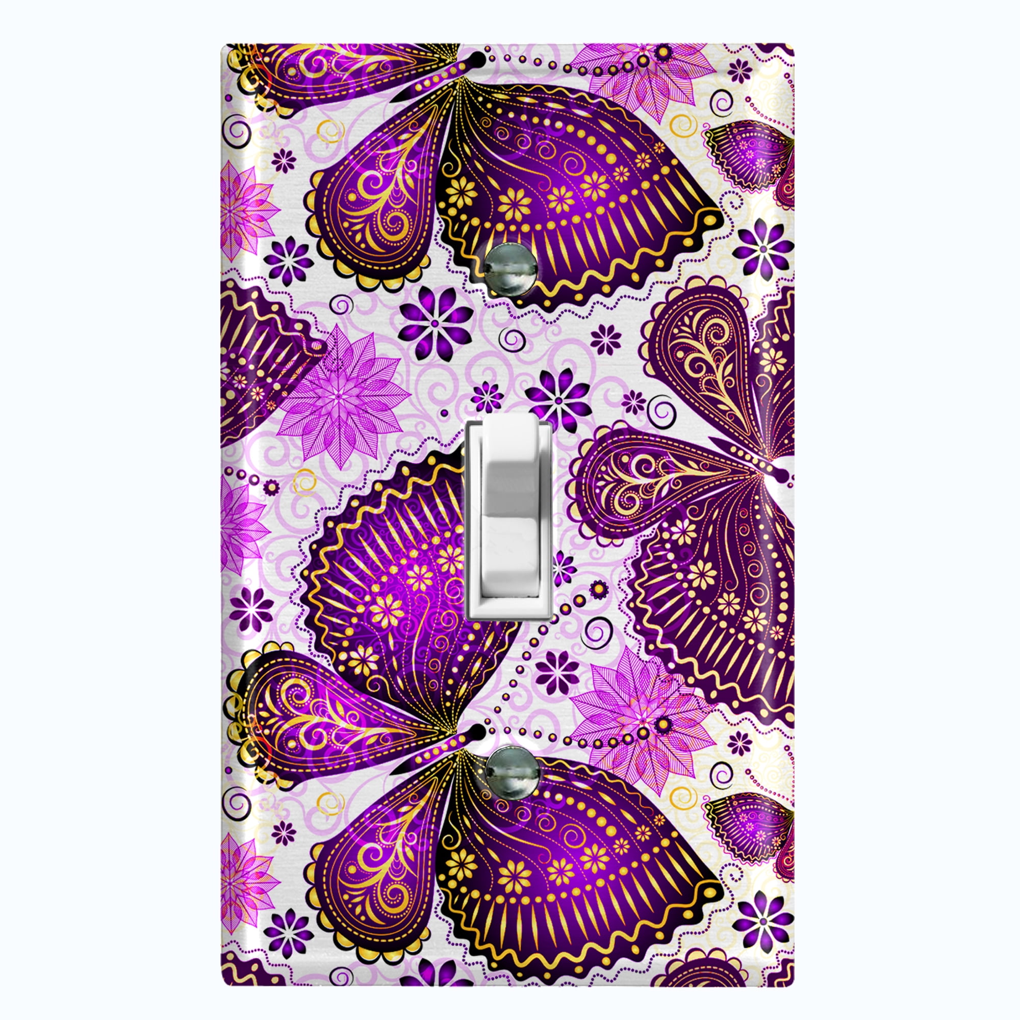Metal Light Switch Plate Outlet Cover (Butterfly Purple - Single Toggle ...