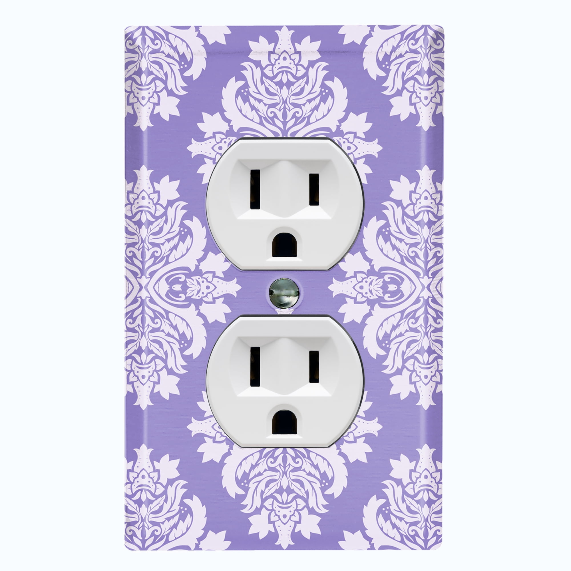 Metal Light Switch Plate Outlet Cover (Damask Purple Pastel - Single ...