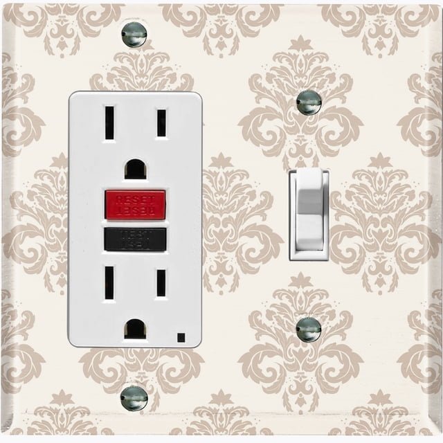 Metal Light Switch Plate Outlet Cover (Damask Tan - Single Rocker ...