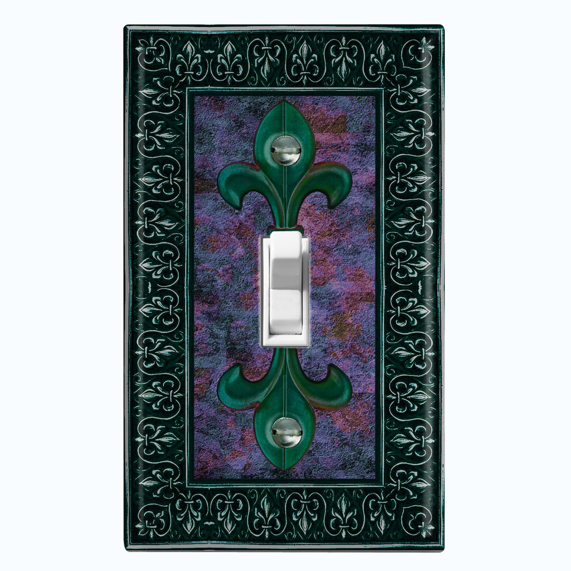 Metal Light Switch Plate Outlet Cover (Image Of Purple Stone Fleur De ...