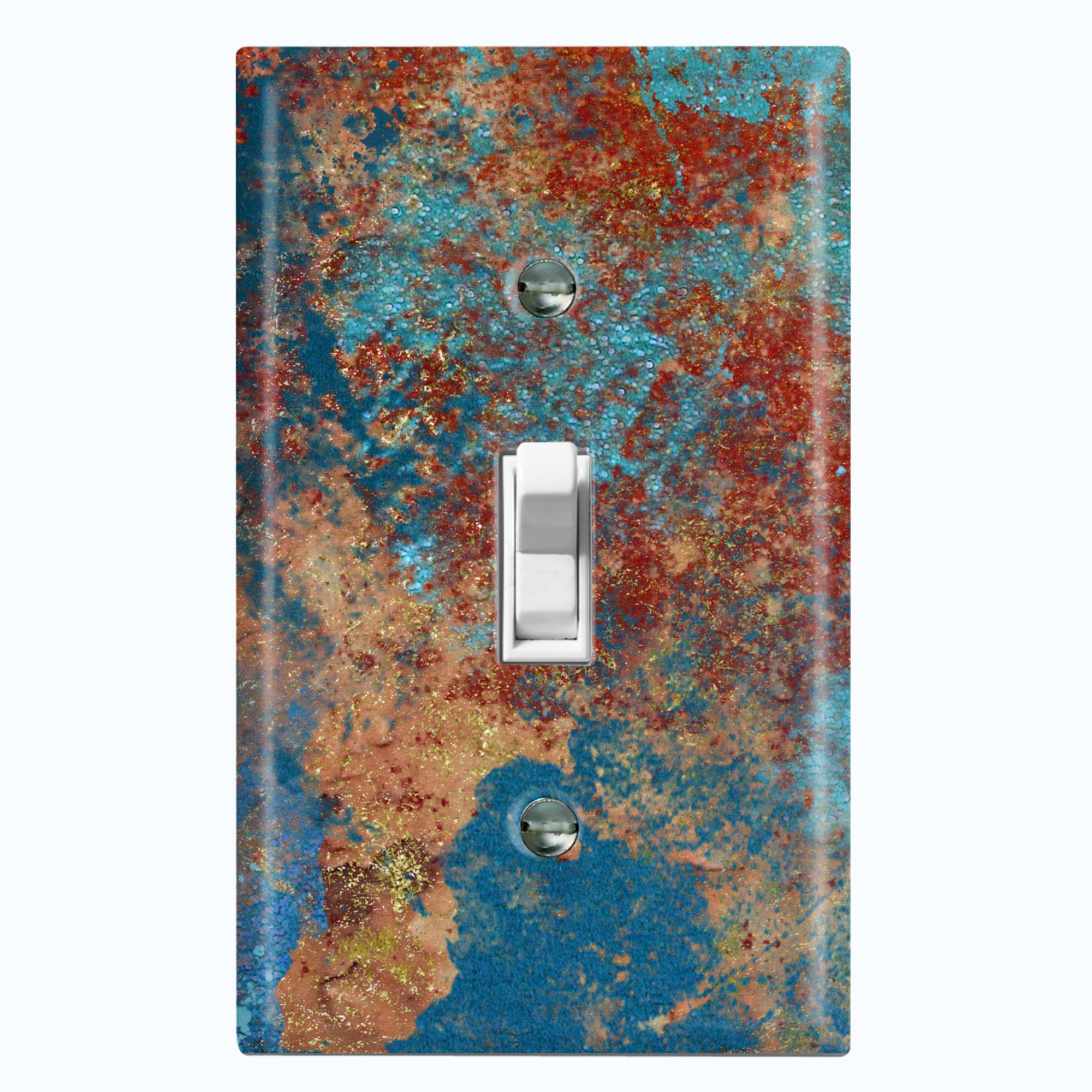 Metal Light Switch Plate Outlet Cover Image of Copper Patina MET016 ...