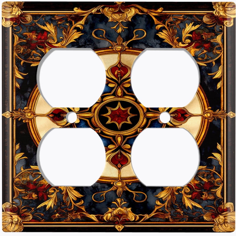 Metal Light Switch Wall Plate Outlet Cover (Art Deco Floral Mandala ...