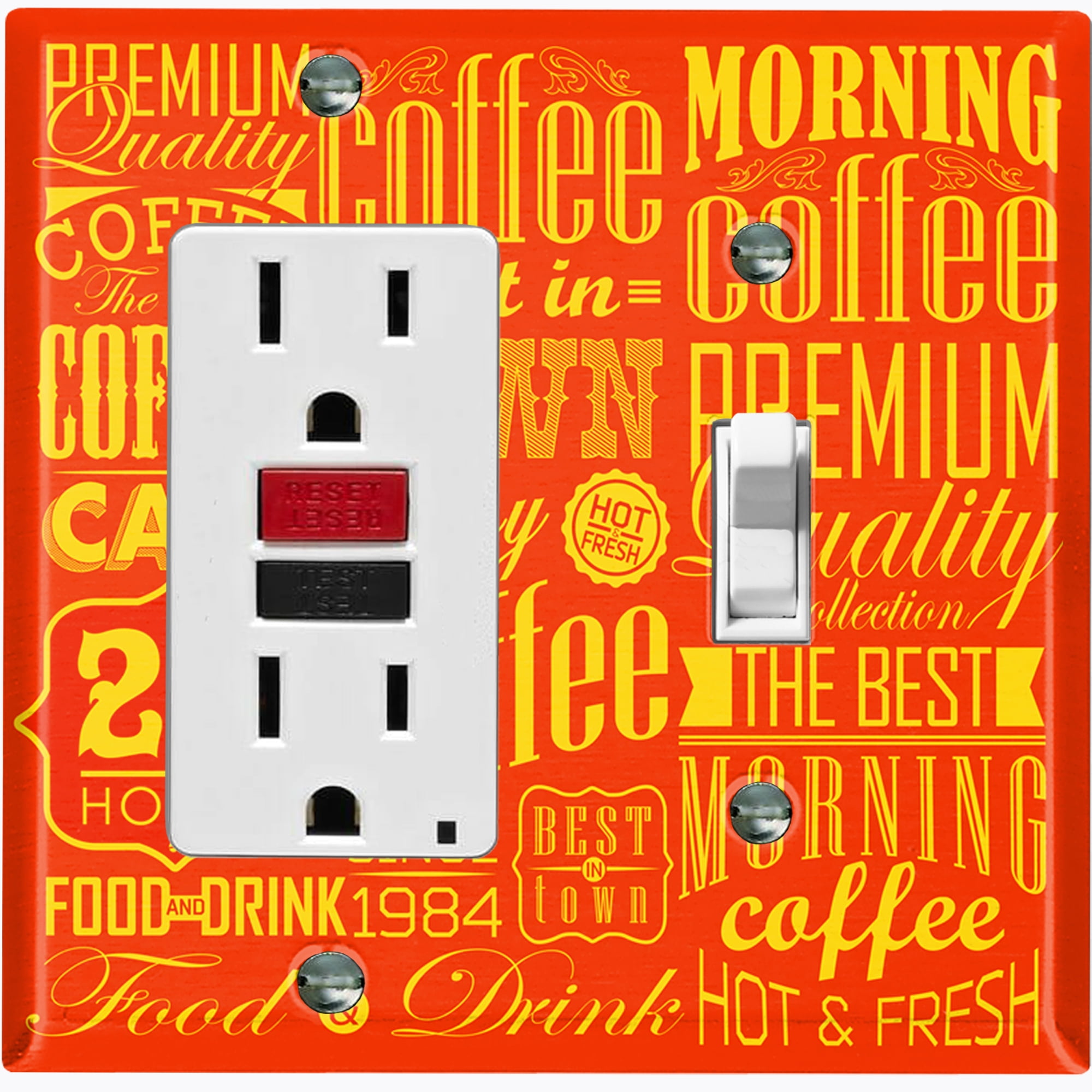 Metal Light Switch Wall Plate Outlet Cover (Coffee Shop Cafe Restaurant ...