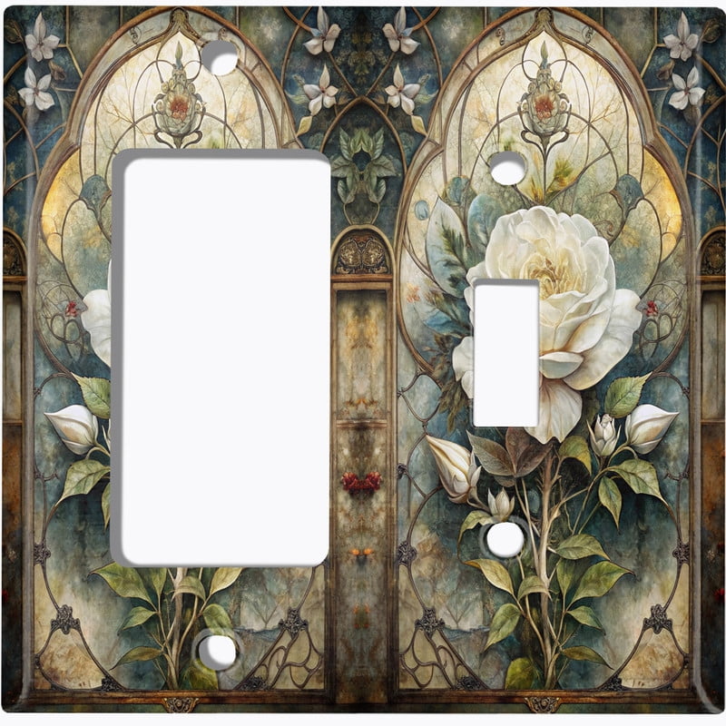 Metal Light Switch Wall Plate Outlet Cover (Gothic White Rose Flower ...