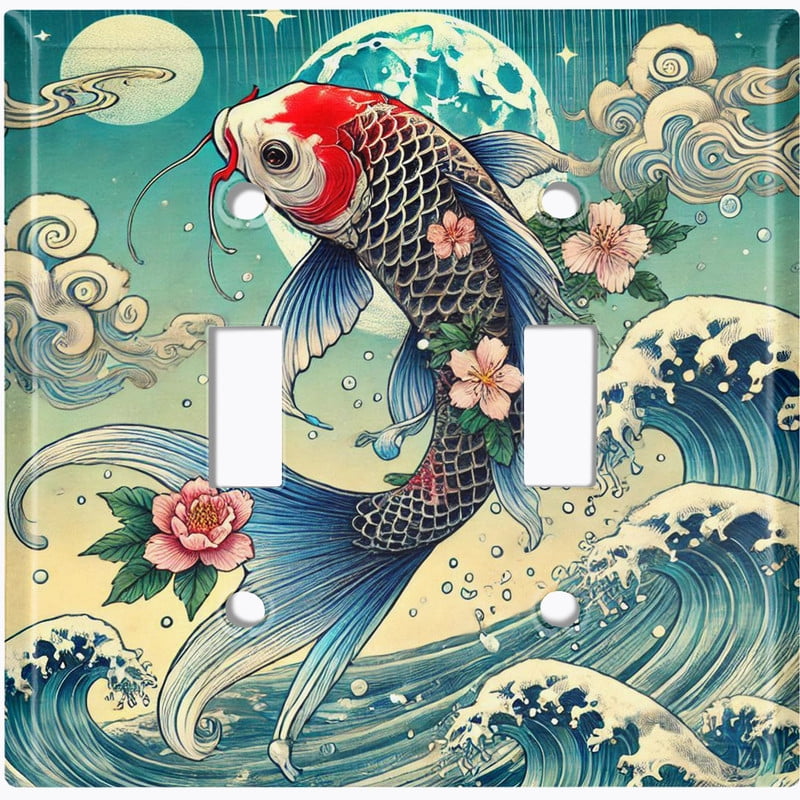 Metal Light Switch Wall Plate Outlet Cover (Koi Fish Traditional ...