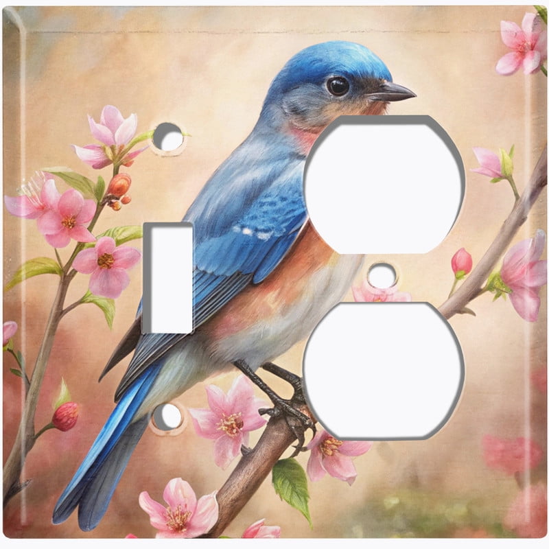 Metal Light Switch Wall Plate Outlet Cover (Printed Image of Blue Bird ...
