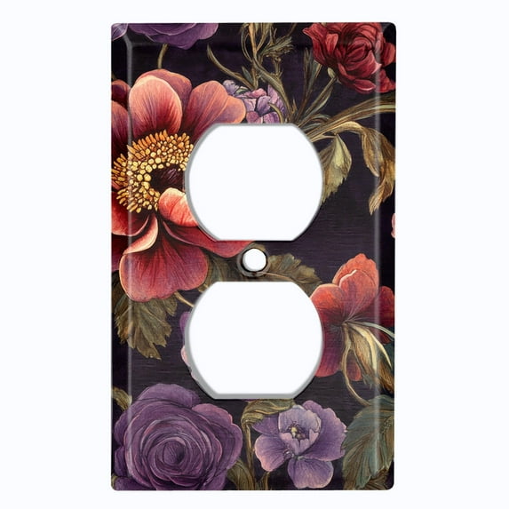 Metal Light Switch Wall Plate Outlet Cover (Printed Image of Flowers ...